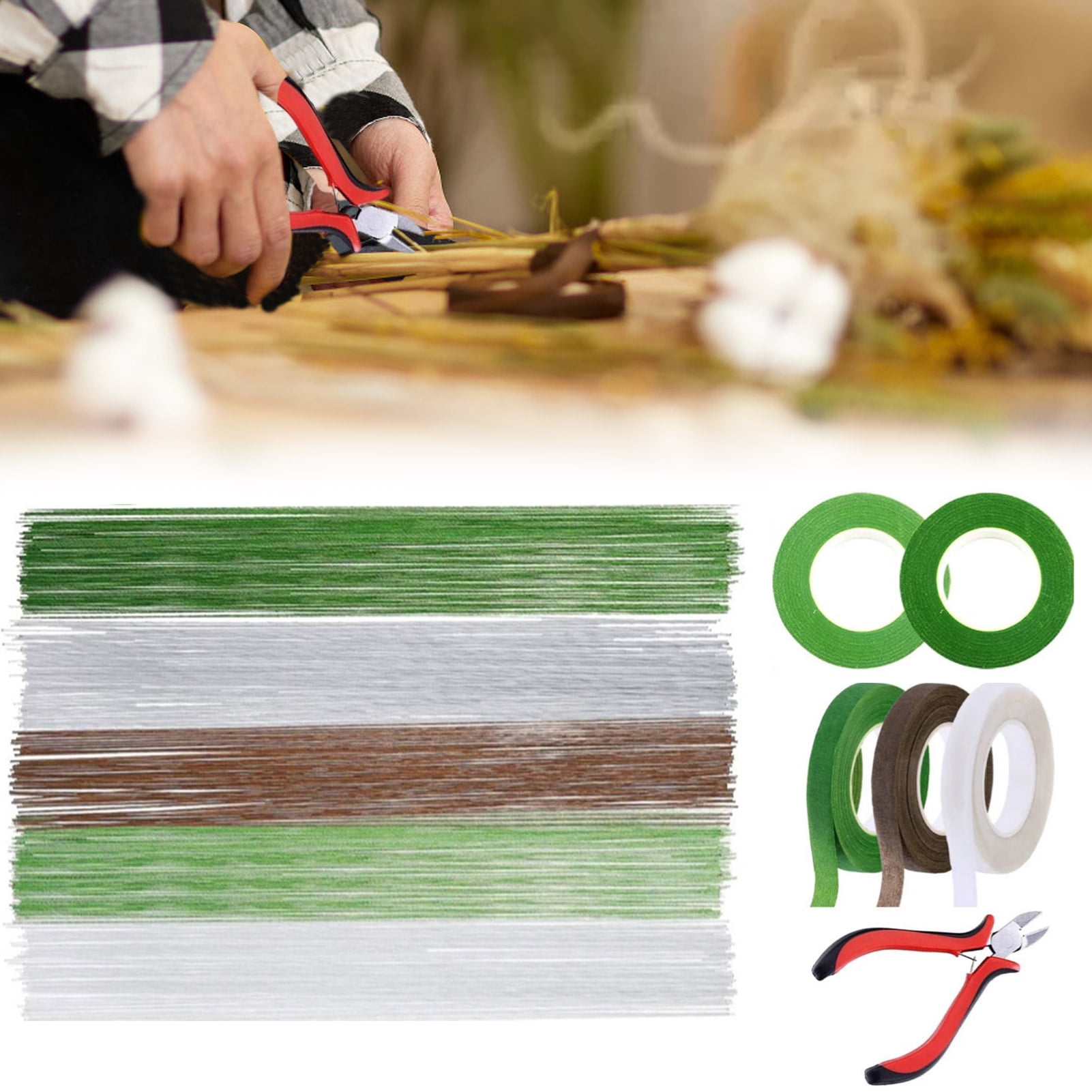 Riguas 1 Set Flower Tape Stem Wire Plier Adhesive DIY Wedding Bouquet ...