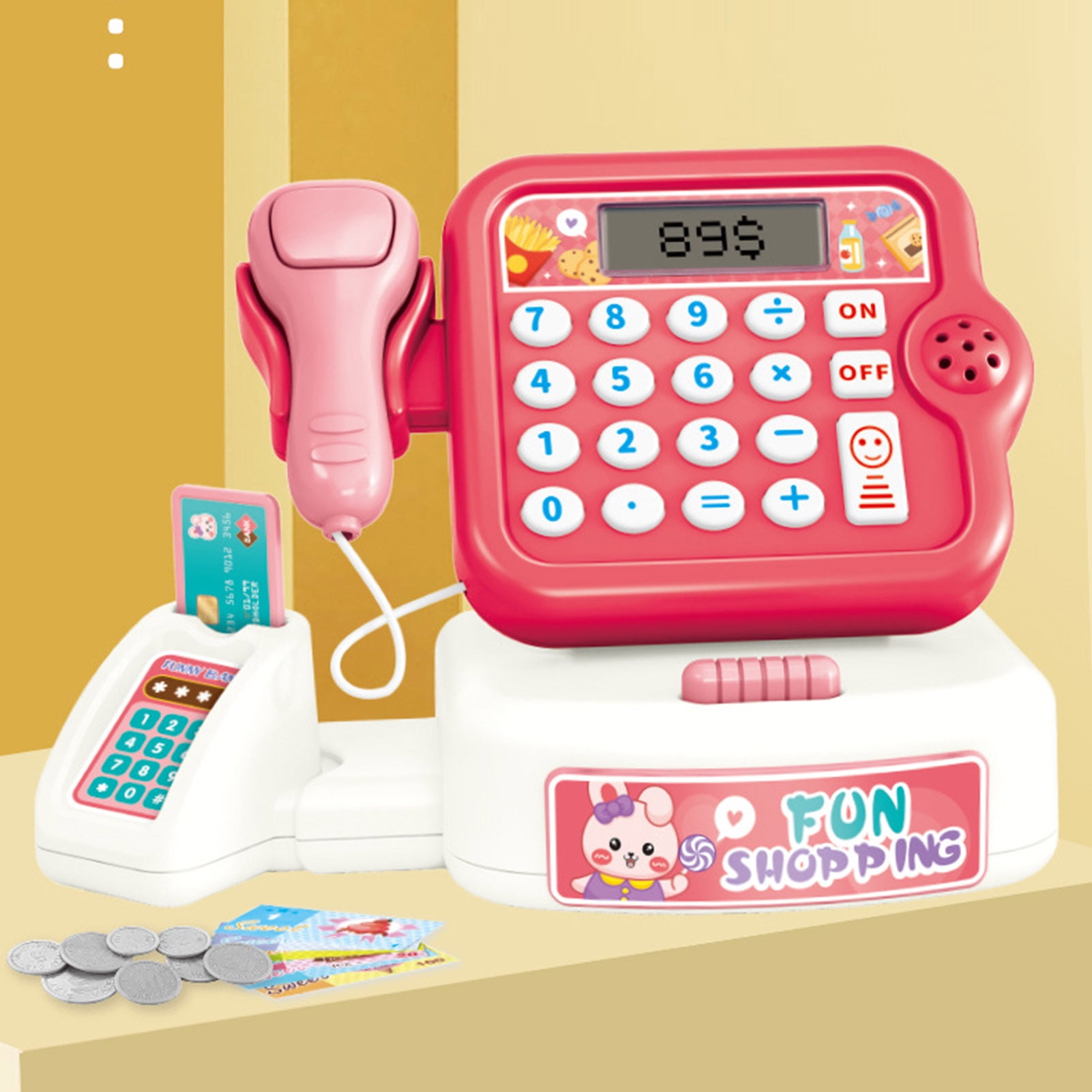 Riguas 1 Set Kids Cash Register Toy with Calculator Scanner Basket ...