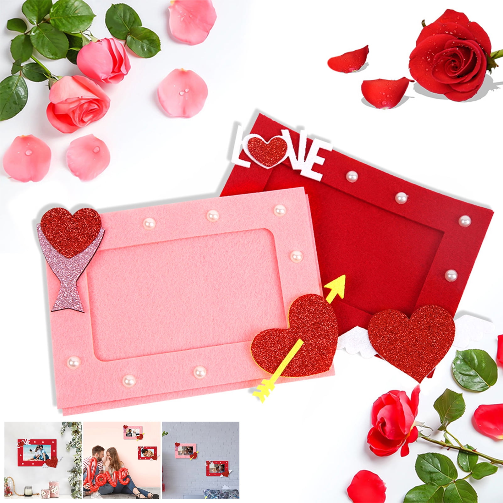 Riguas 1 Set Photo Frame Exquisite Elegant Heart Pattern Felt Photo ...