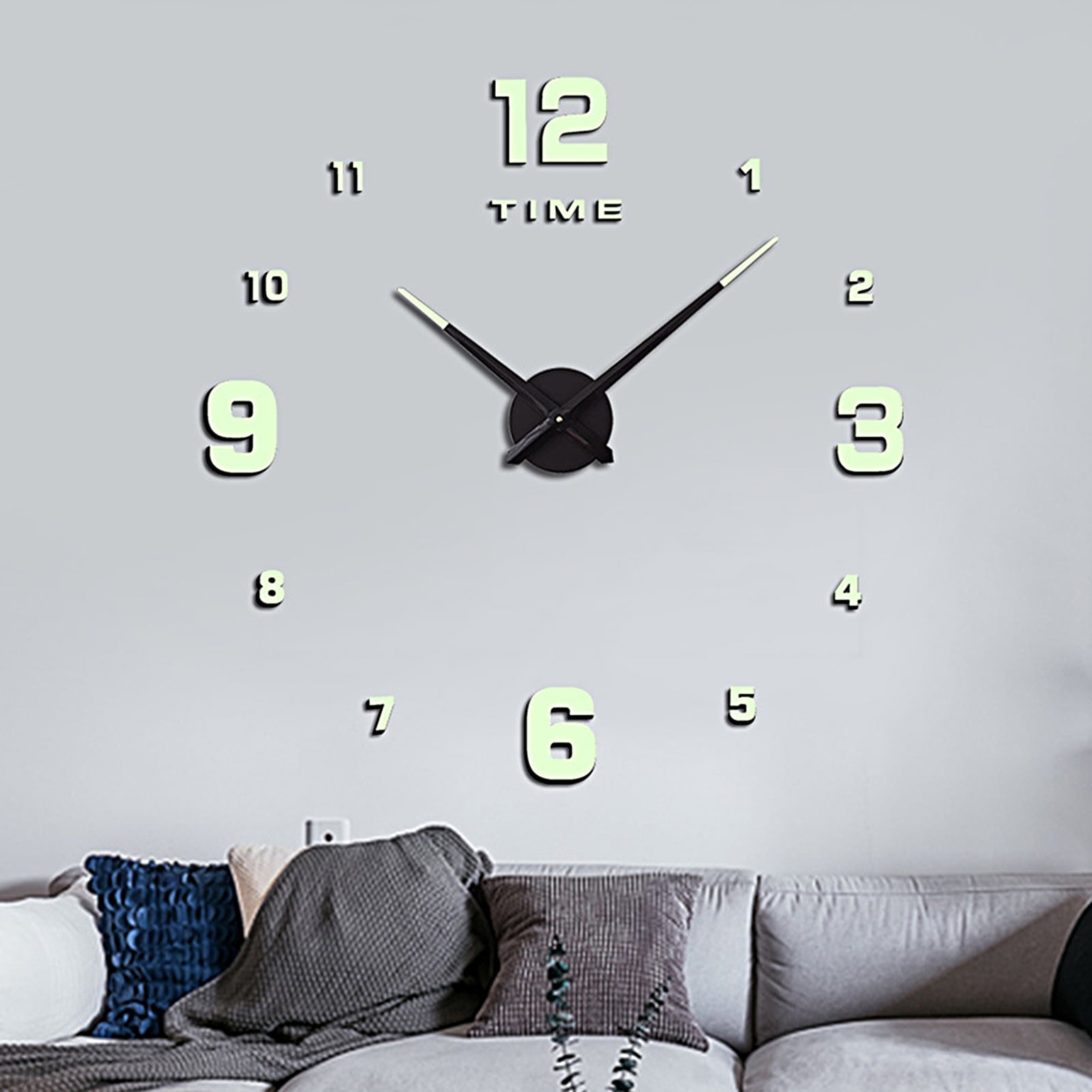 Riguas 1 Set Wall Luminous Clock Round Dial Pointer Display Battery ...