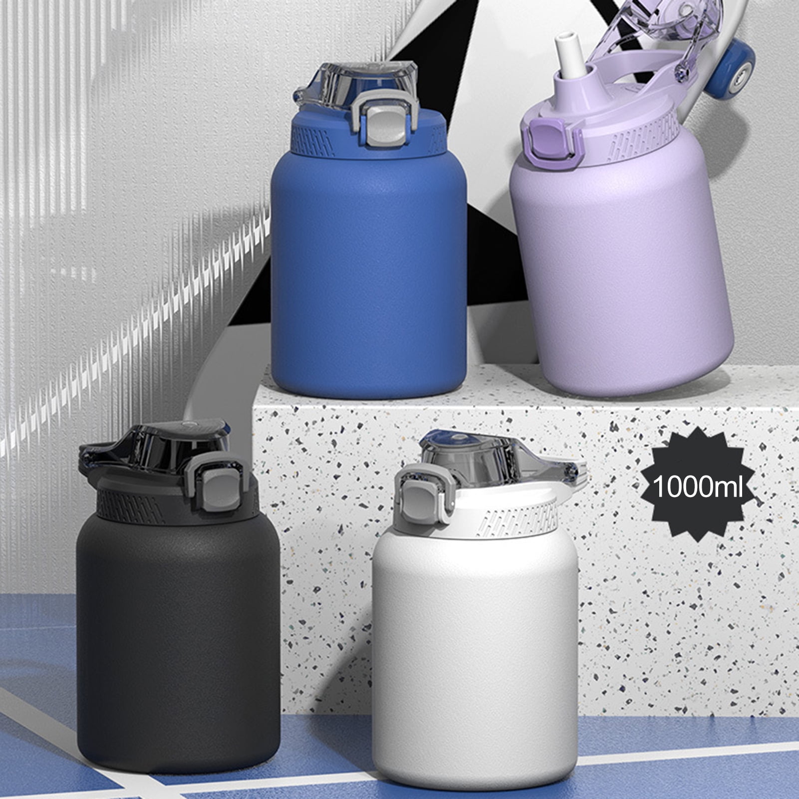 Riguas 1000ml Thermal Cup with Handle Anti-leakage Stainless Steel Big ...