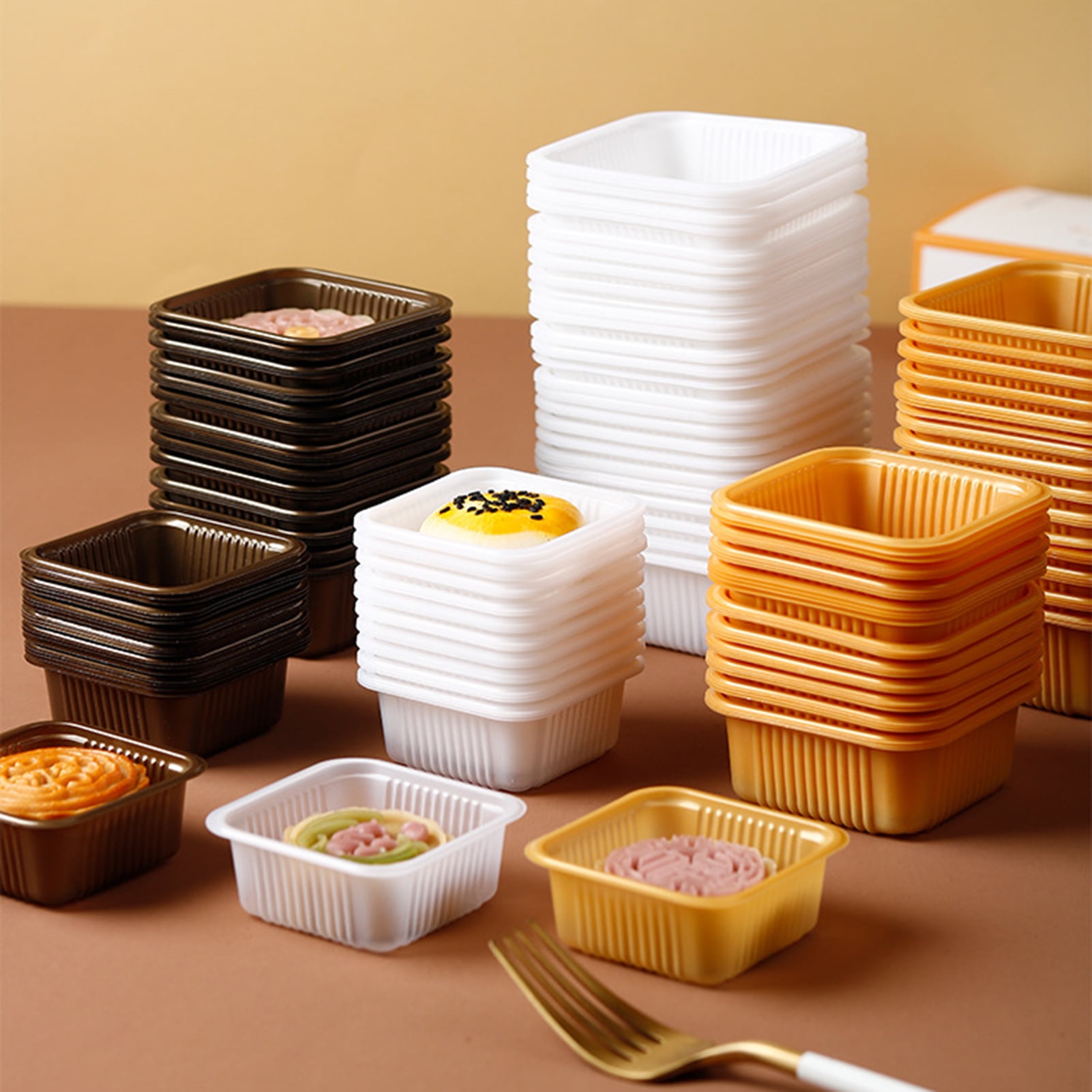 Riguas 100Pcs Thick Food Grade Moon Cake Holder Stackable Waterproof ...