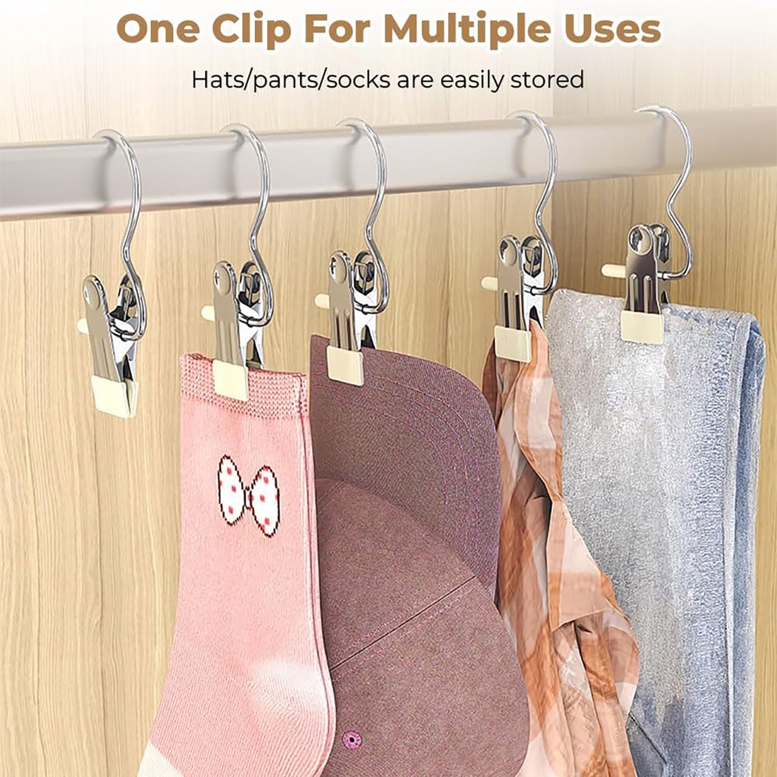 Riguas 10Pcs Hanger Clip Space-Saving Metal Clothespin Hook Soft Rubber ...
