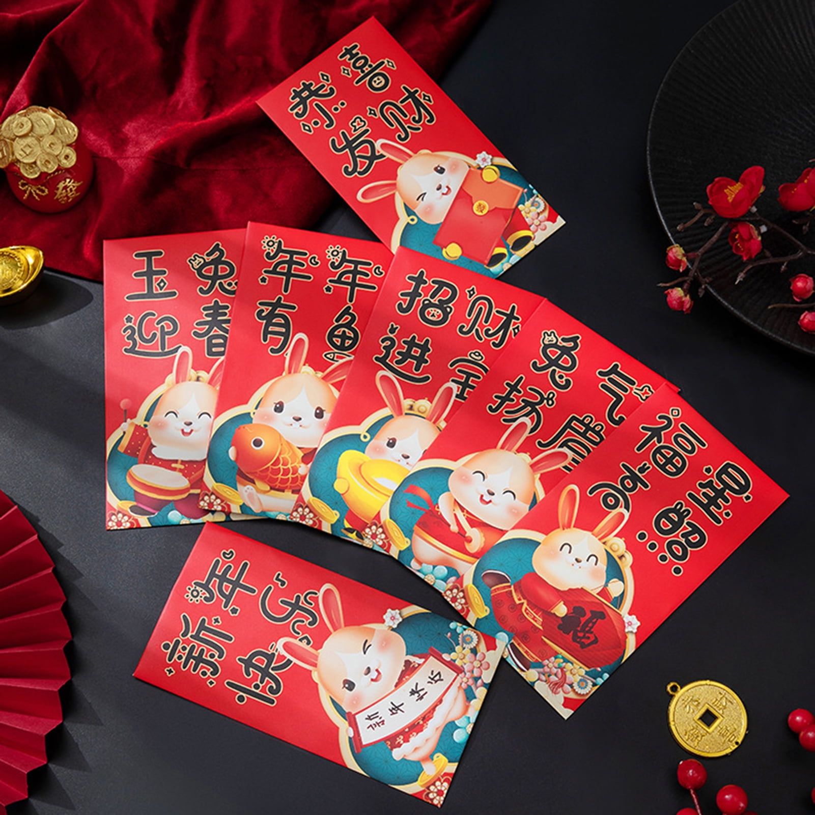 Riguas 10Pcs Rabbit Red Packets Stamped Cartoon Rabbit Pattern Jubilant ...