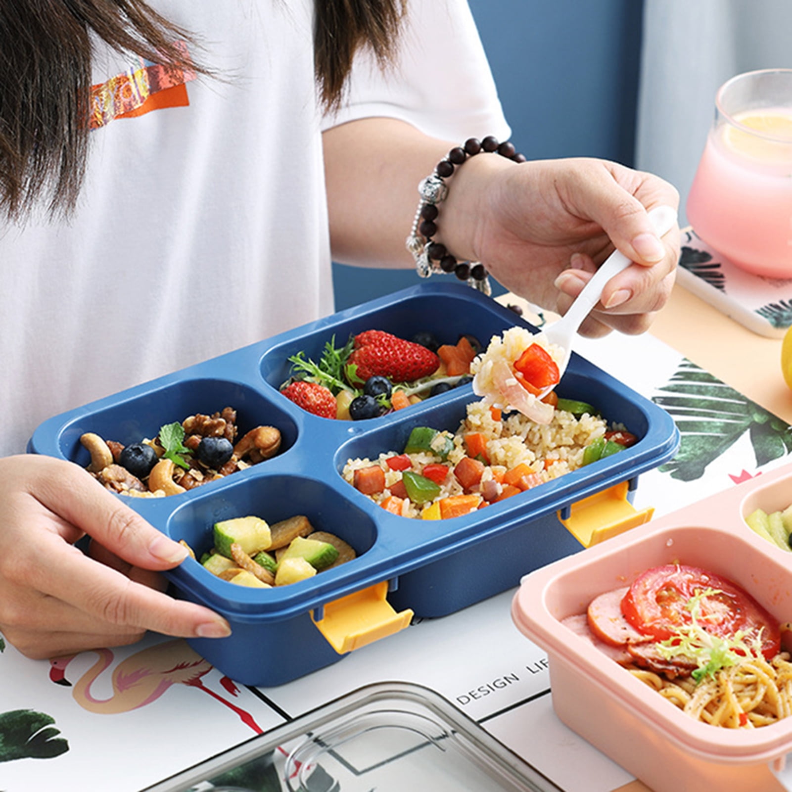 Riguas 1250ml Lunch Box Food Grade Leak-Proof PP Plastic Buckle Design ...