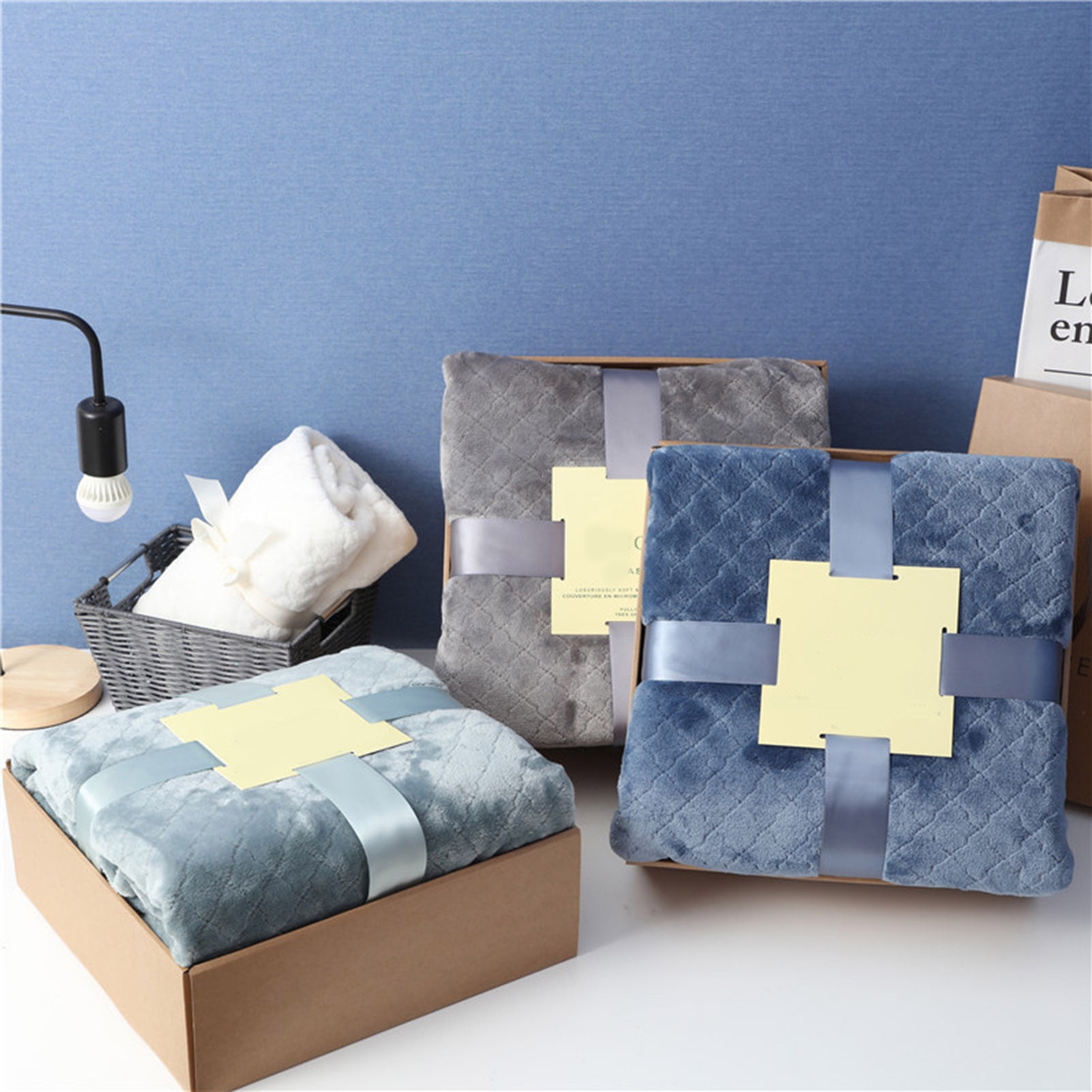 Riguas 200x150CM Winter Blanket Solid Color Thick Warm Rectangle ...