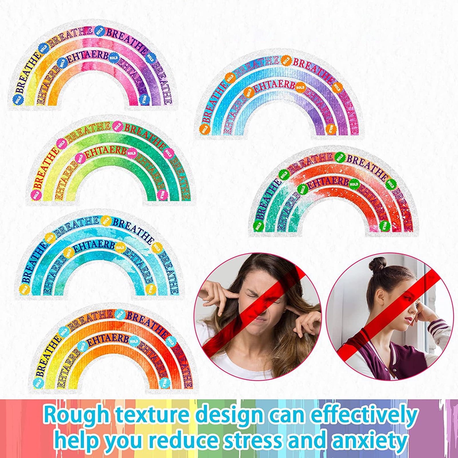Riguas 24Pcs Rainbow Sensory Sticker Anxiety Relief High Adhesion ...