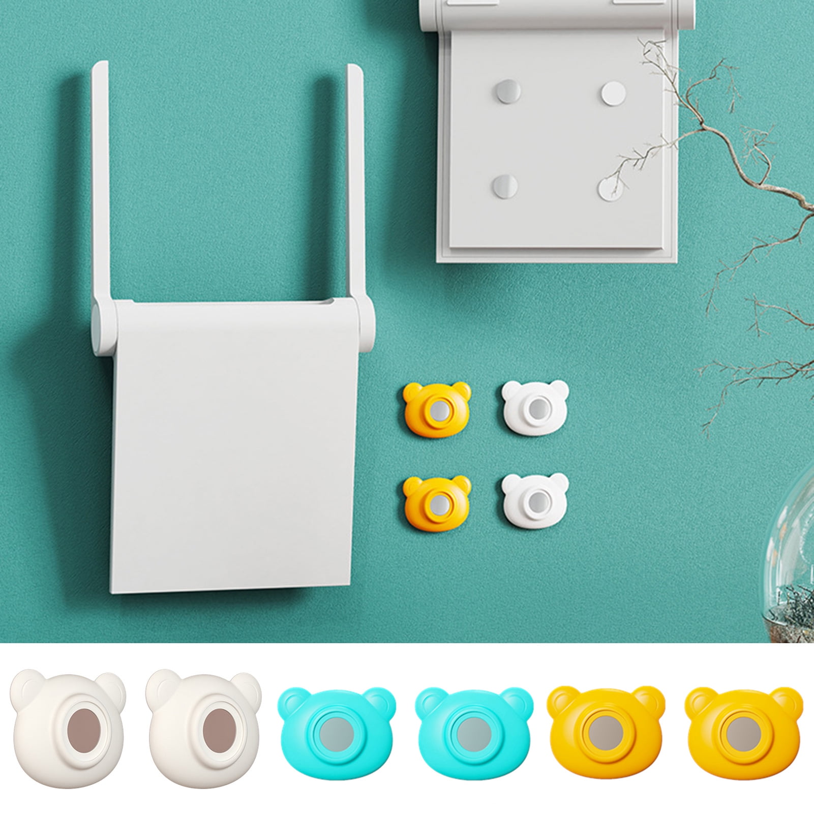 Riguas 2Pcs/Set Cartoon Bear Shape Round Magnetic Hooks Wall Mount Self ...