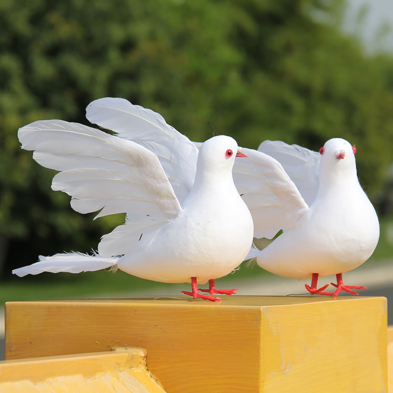 Riguas 2pcs Simulation Foam Dove Bird Artificial Foam White Bird ...