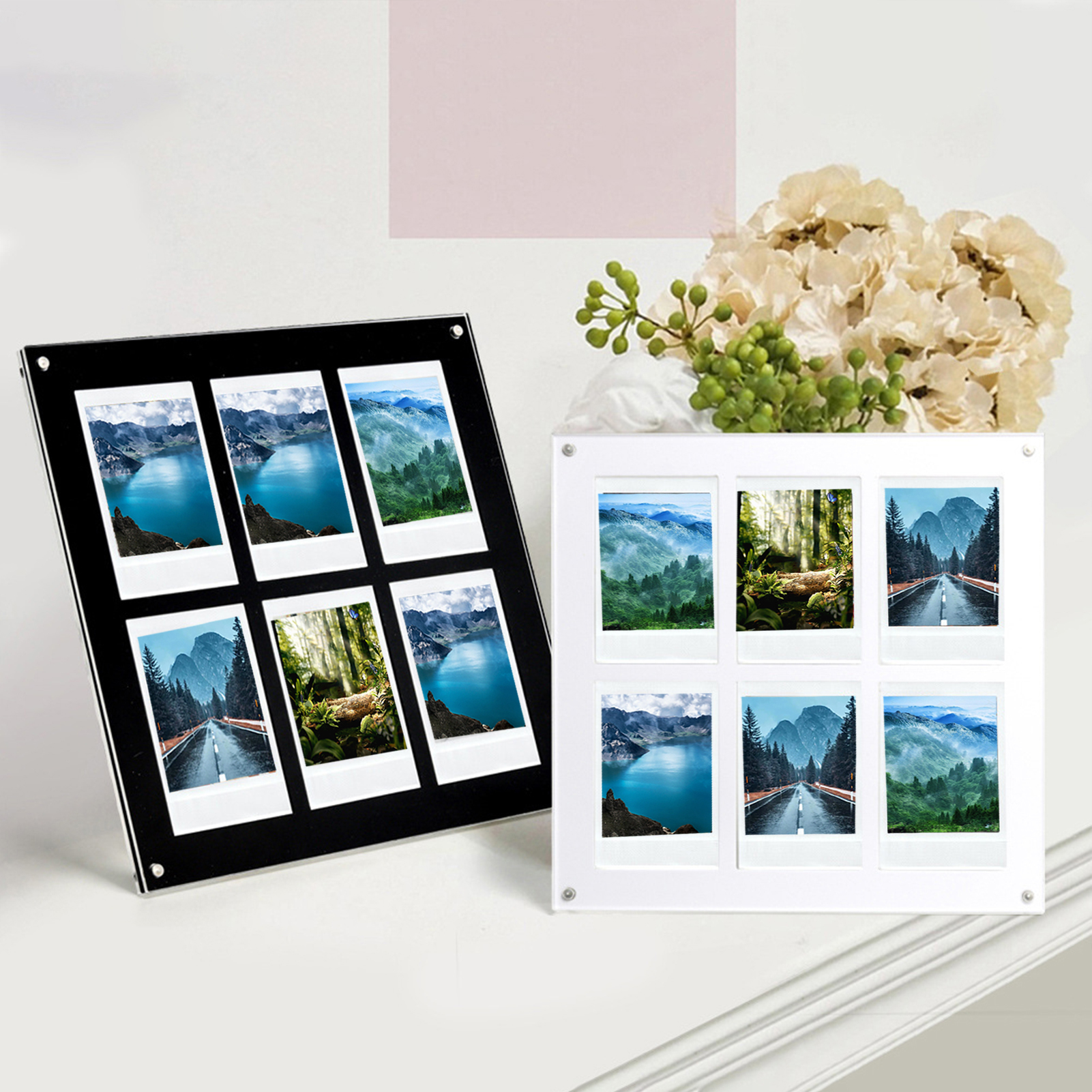 Riguas 3-Inch Photo Frame Transparent Magnetic Picture Frame 6 Grids ...