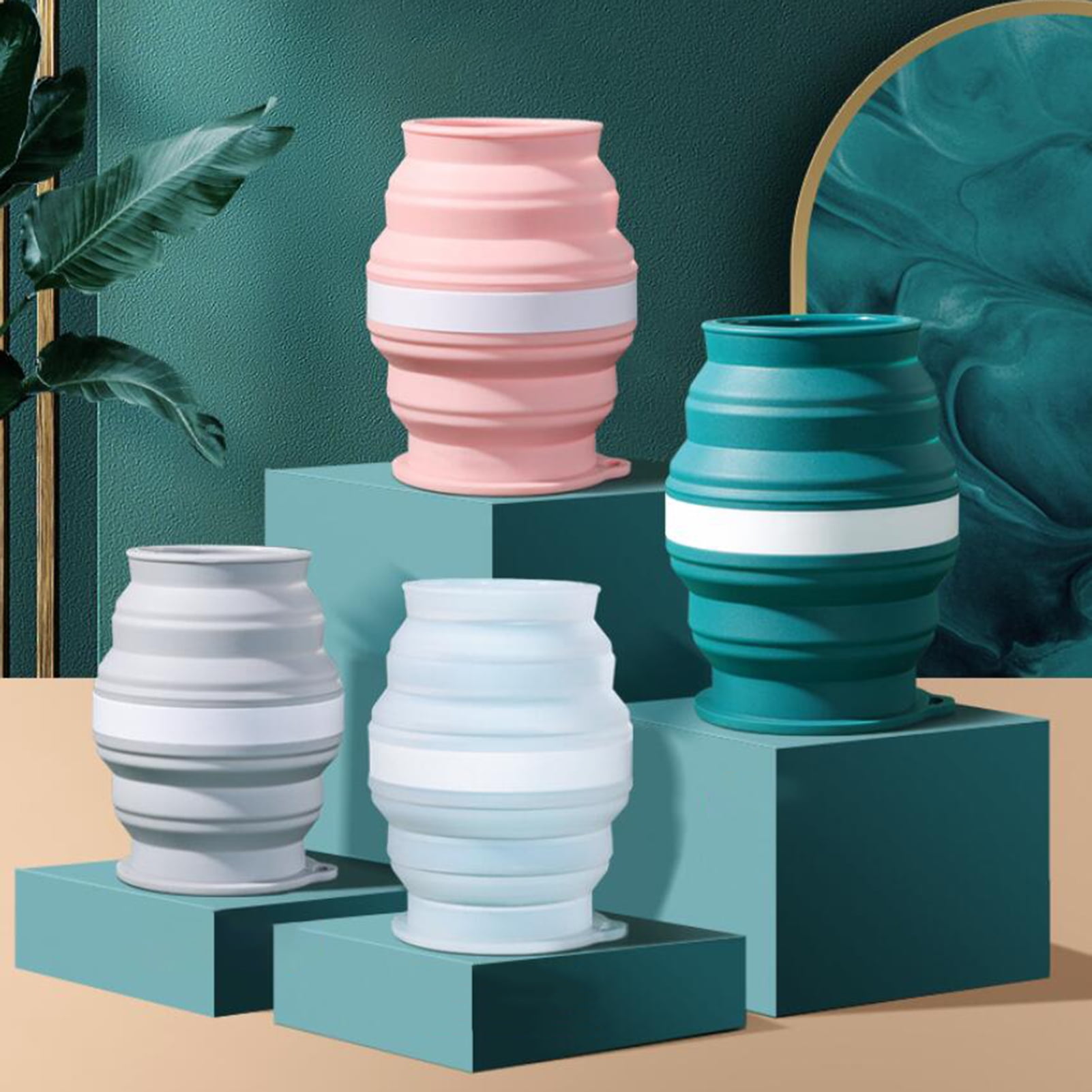 Riguas 350ML BPA Free Folding Cup with Lid Easy to Carry Anti-scald ...