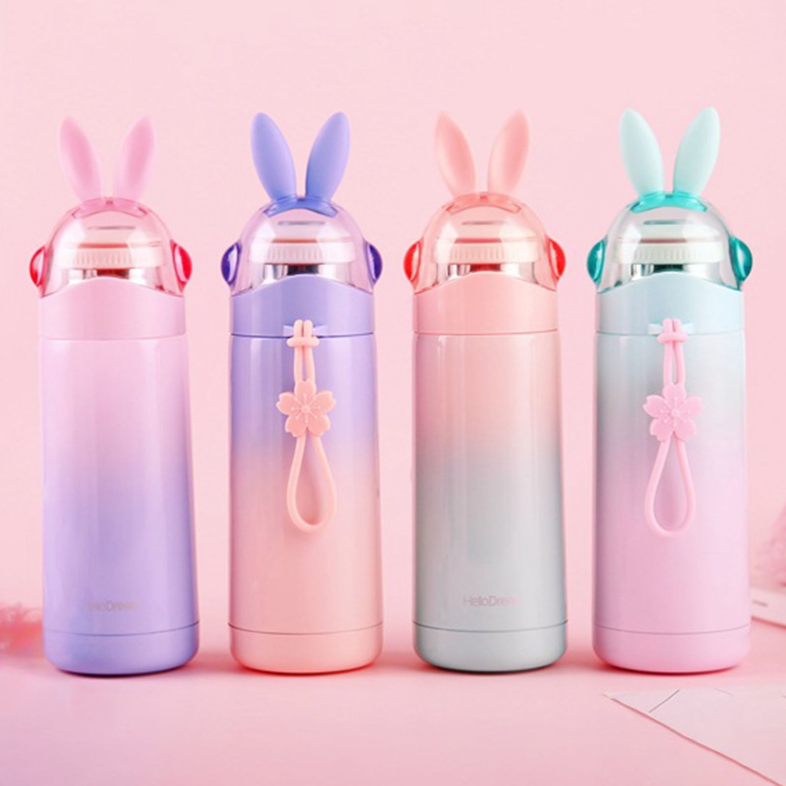 Riguas 350ml Thermal Cup Rabbit Ears Gradient Ramp Stainless Steel Cute ...