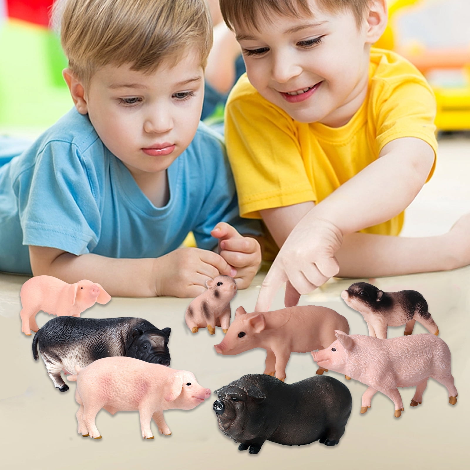 Riguas 4/6Pcs Pig Figurine Simulation Livestock Wild Boar Model ...