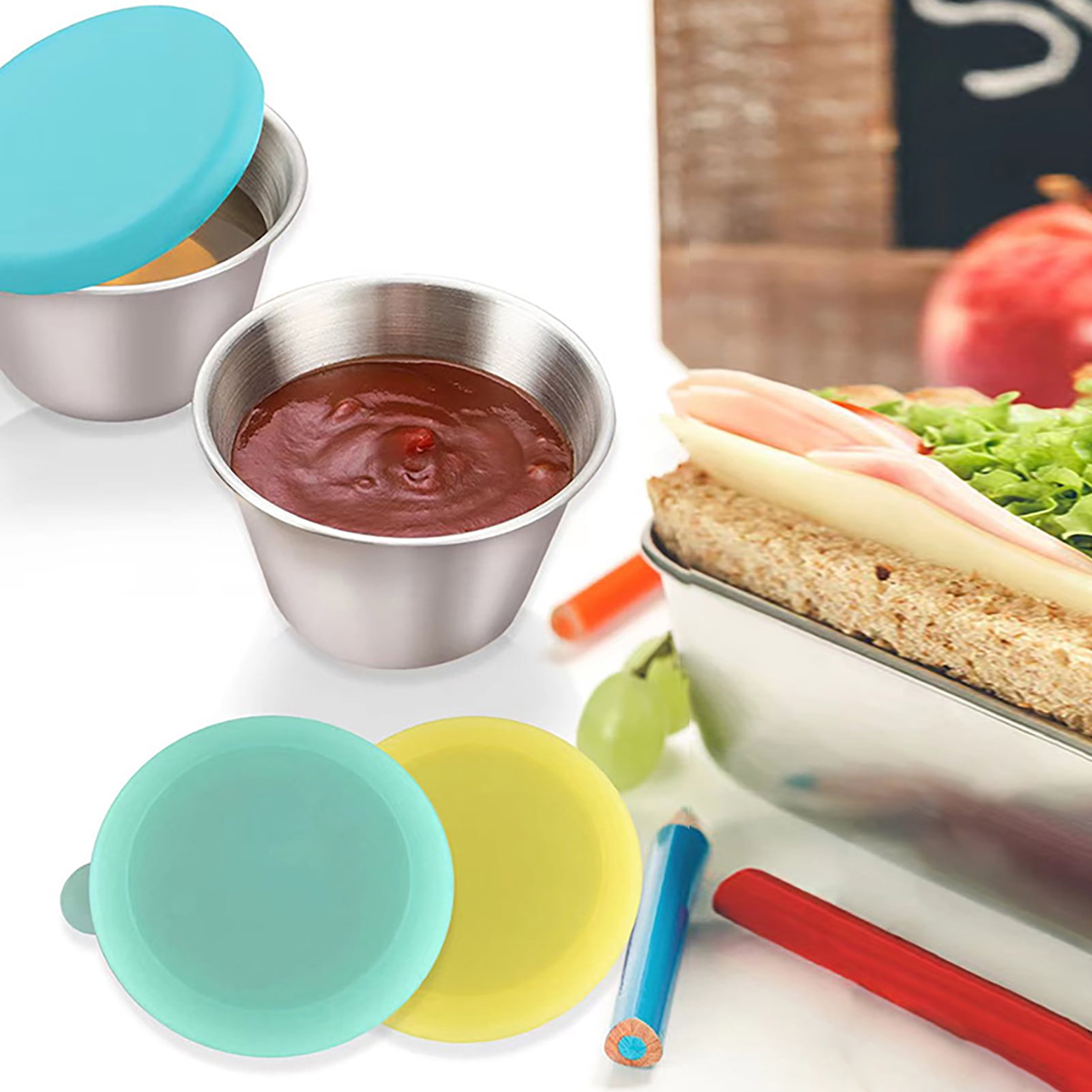 Riguas 50/90ML BPA Free Sauce Cup with Colorful Lid Leak-proof Reusable ...