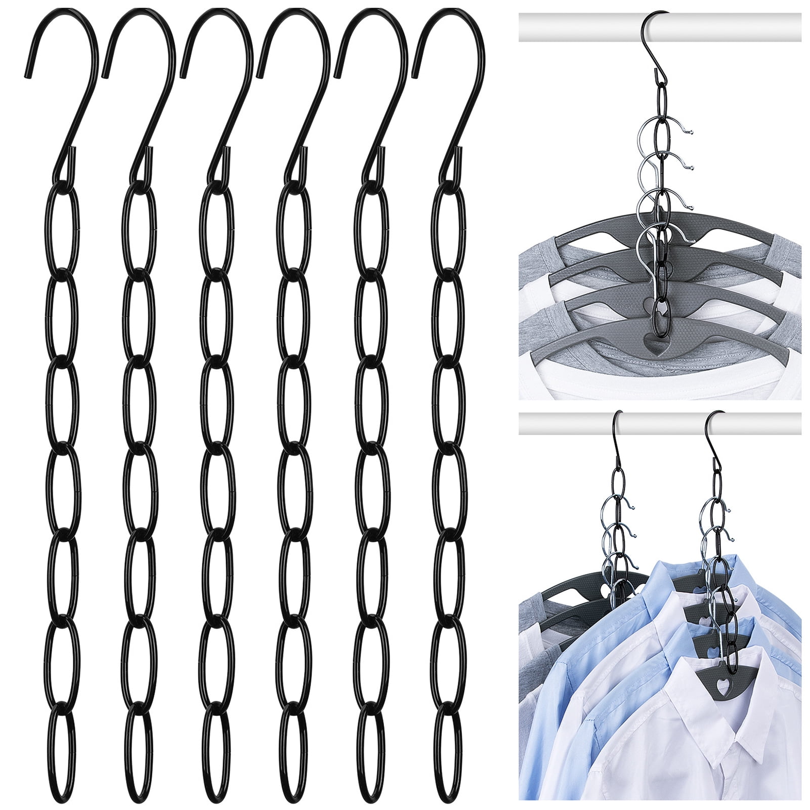 Riguas 6/10Pcs Metal Chain Clothes Hanger Organizer with 7 Slots ...