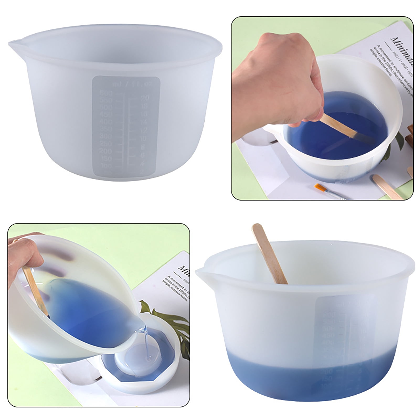 Riguas 600ml Measuring Cup Non-stick Good Grip Transparent Epoxy Resin ...
