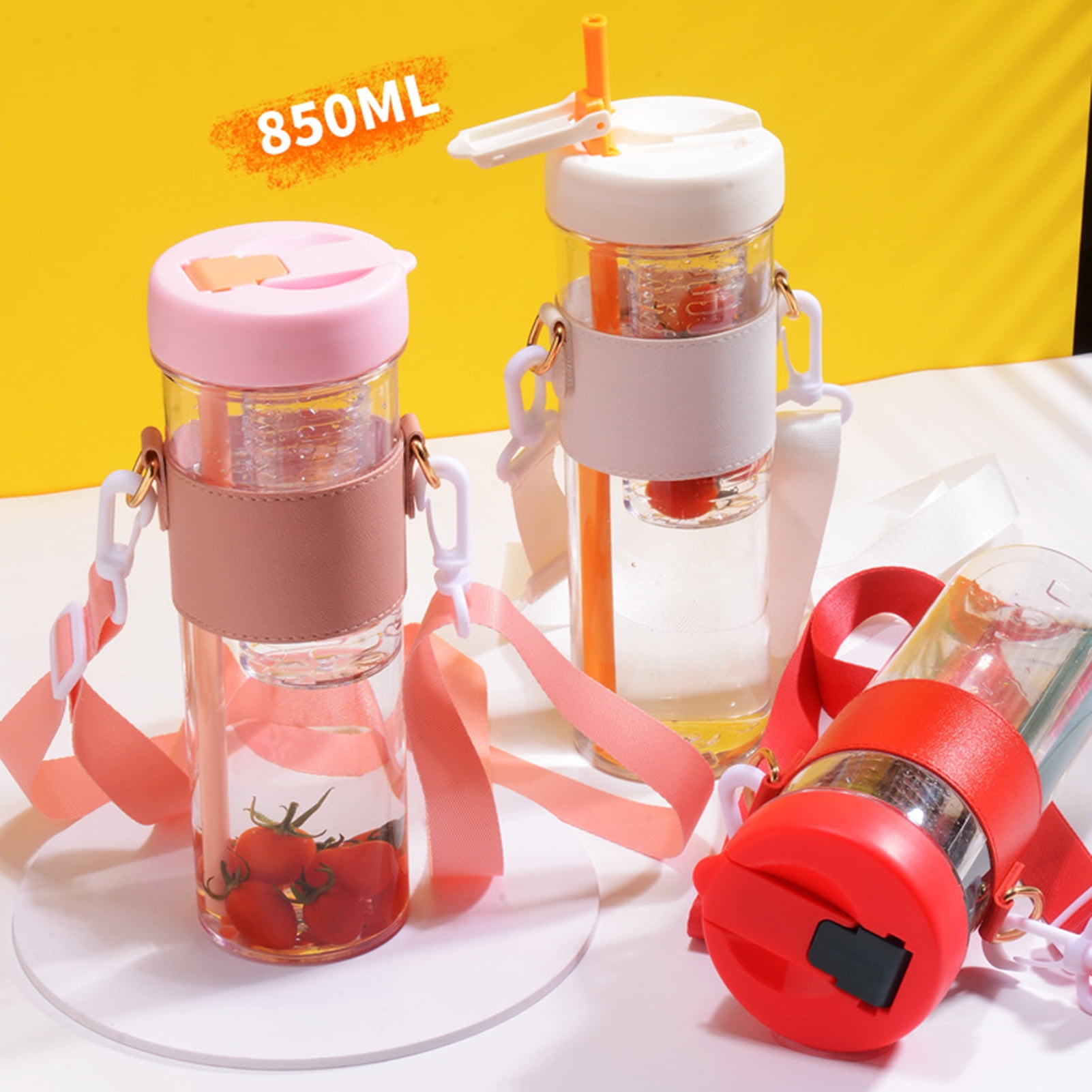 Riguas 850ml Water Bottle Folding Straw Large Capacity Tea Filter ...