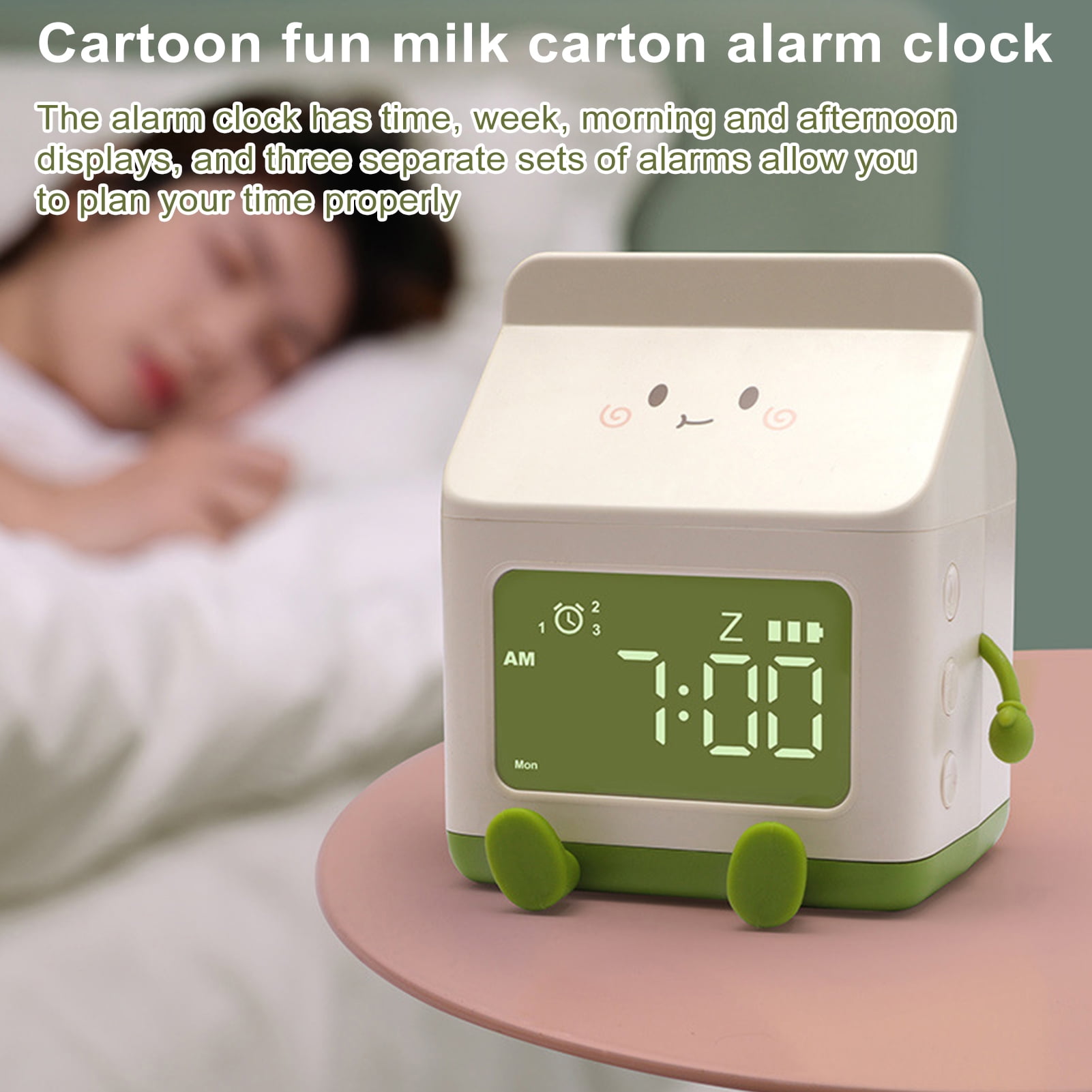 Riguas Alarm Clock Digital Clock Milk Box Shape Clock Children Wake Up ...