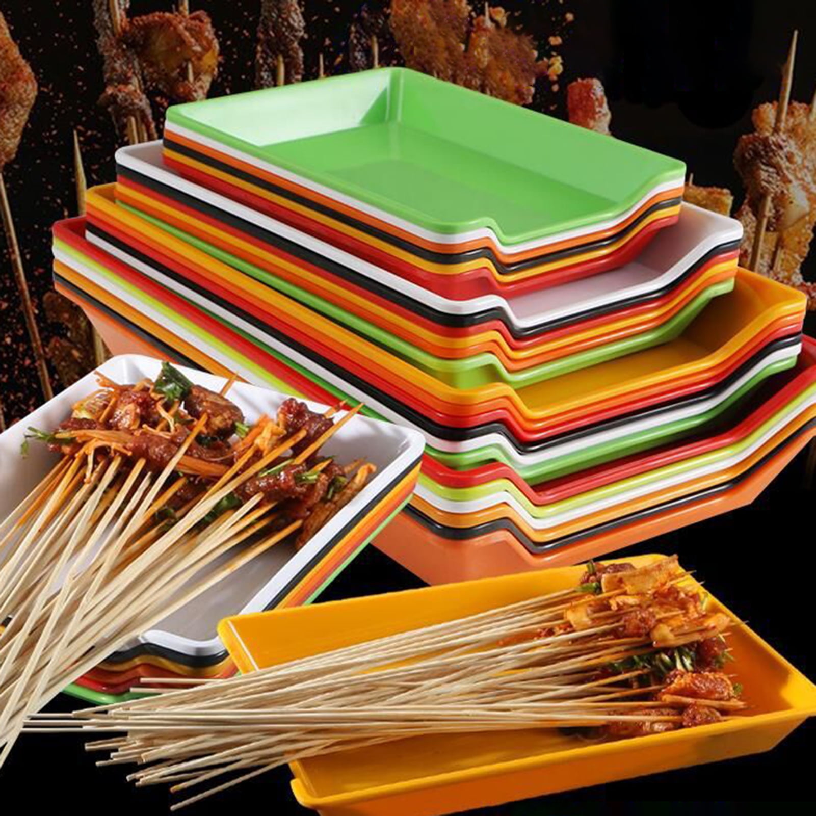 Riguas Barbecue Plate Square Heat-resistant Melamine Multipurpose ...