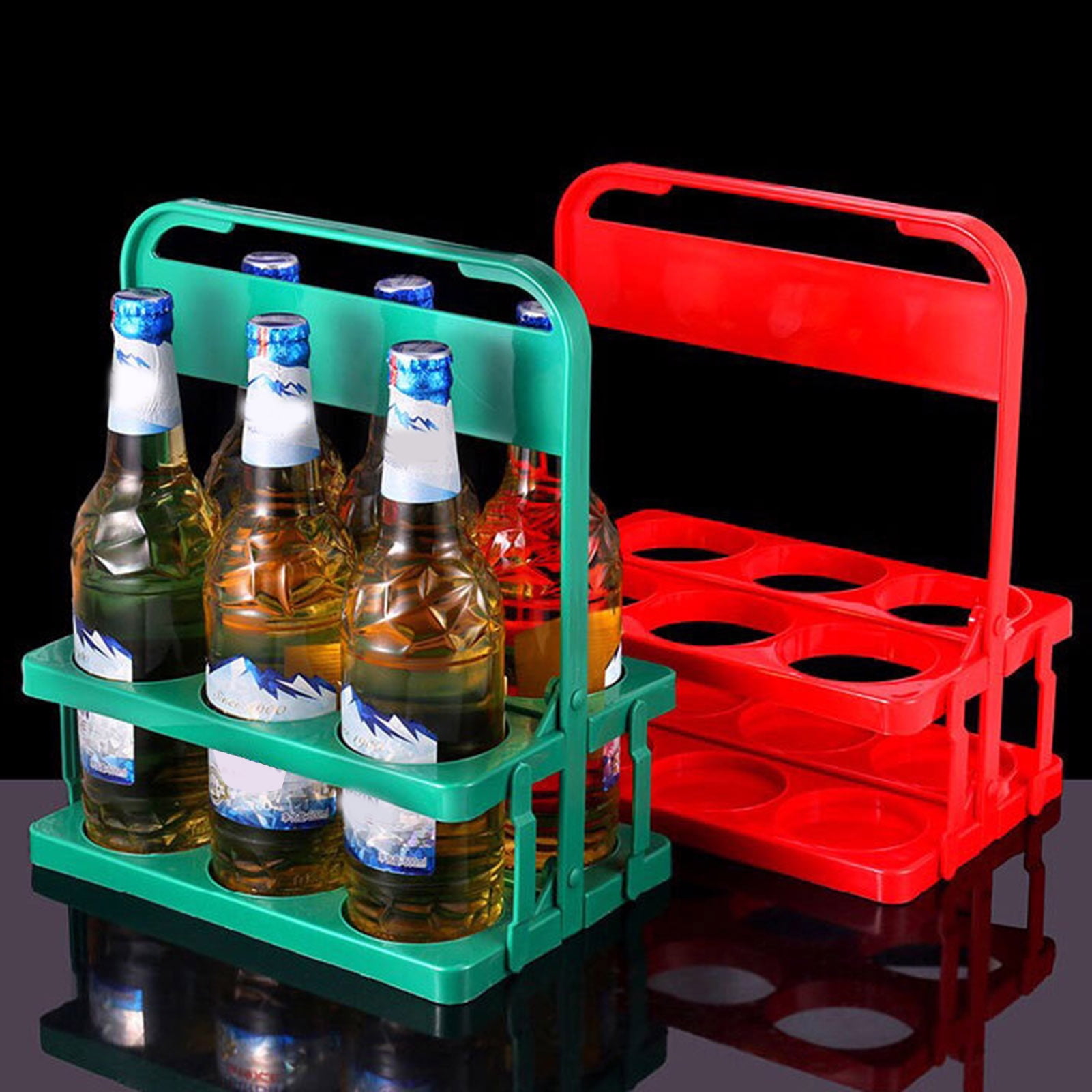 Riguas Beer Bottle Carrier Foldable Large Space 6 Holes Beverage ...