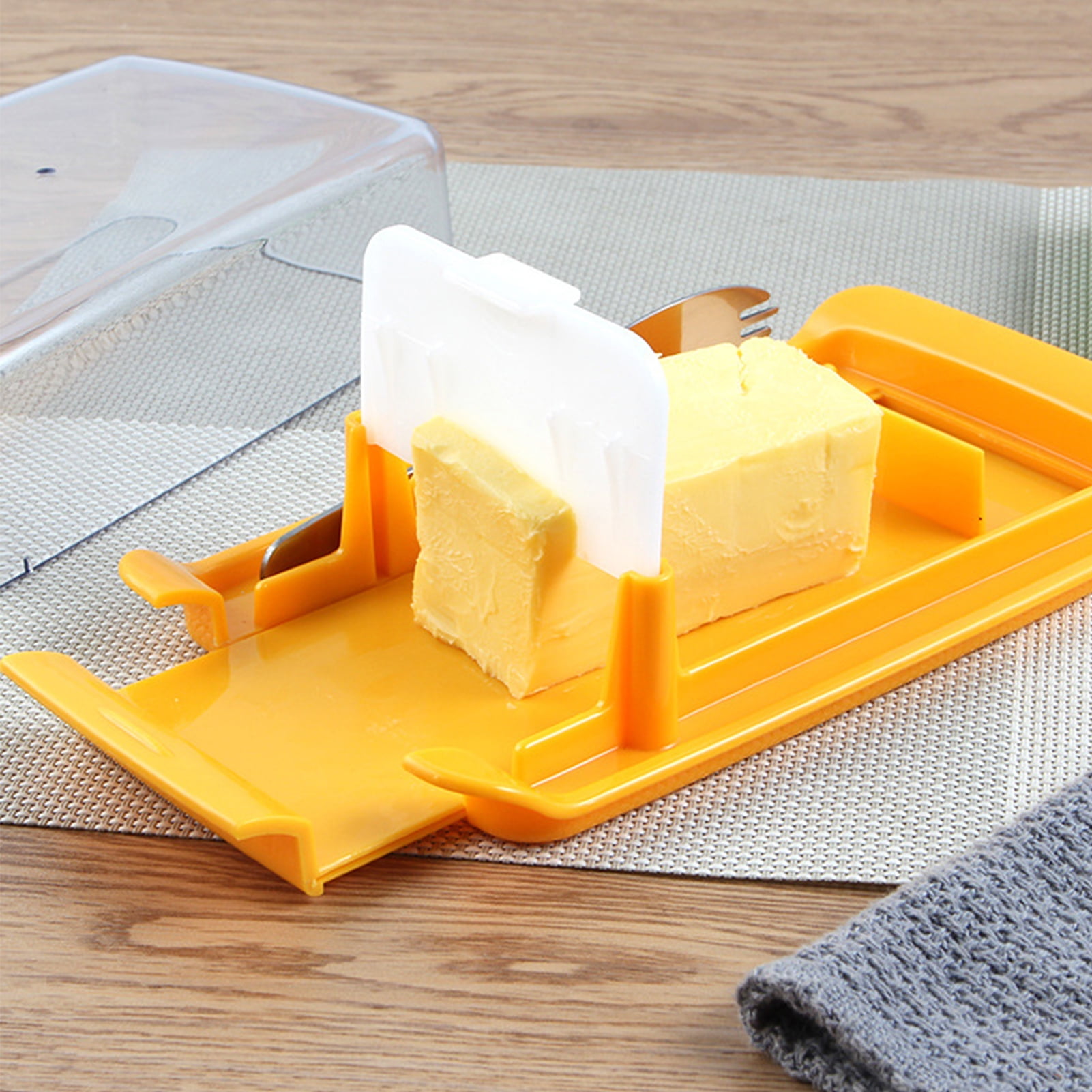 Riguas Butter Slicer Box Plastic Butter Cutter Dish with Transparent ...