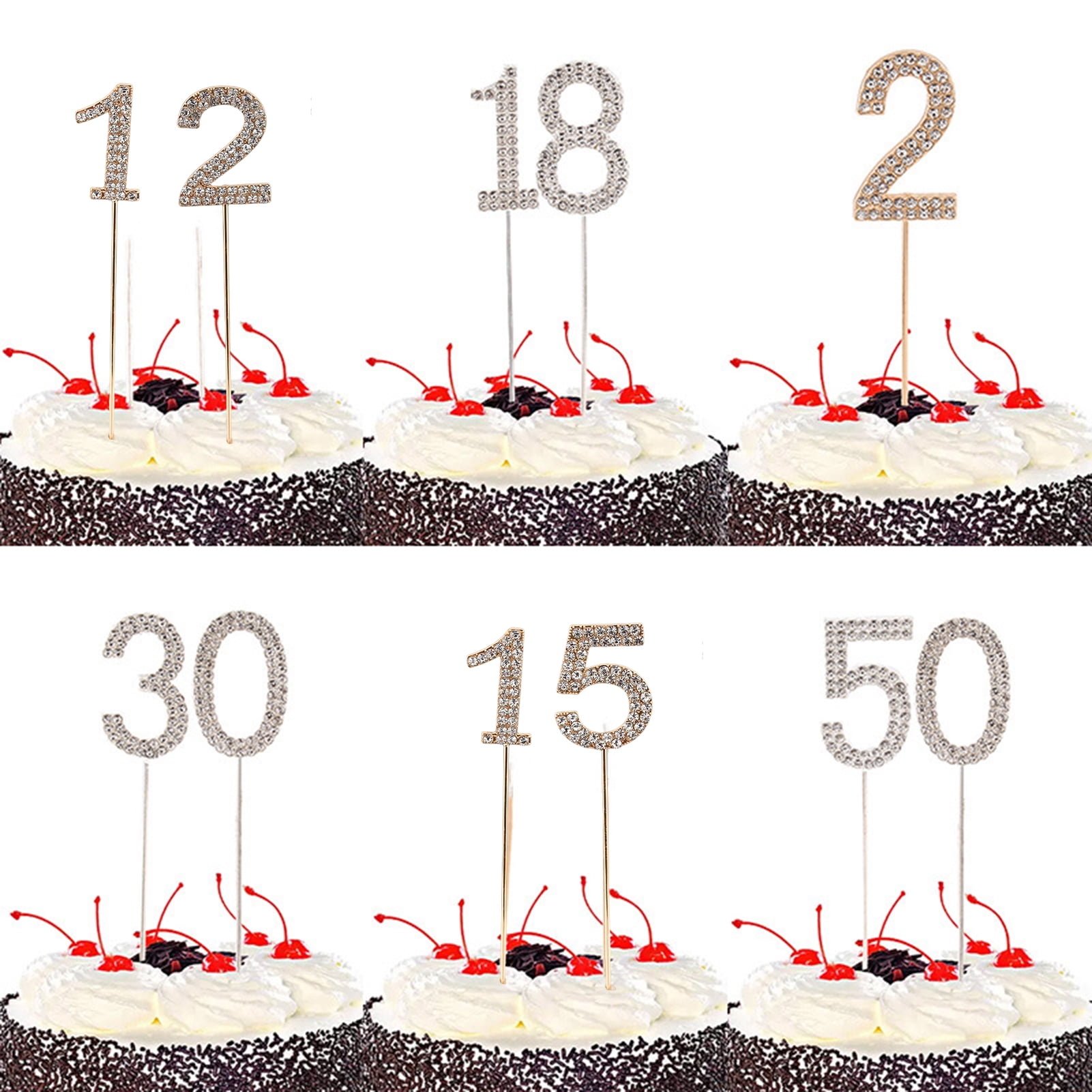 Riguas Cake Topper Sparkling Food Grade Rhinestone Design Stunning ...