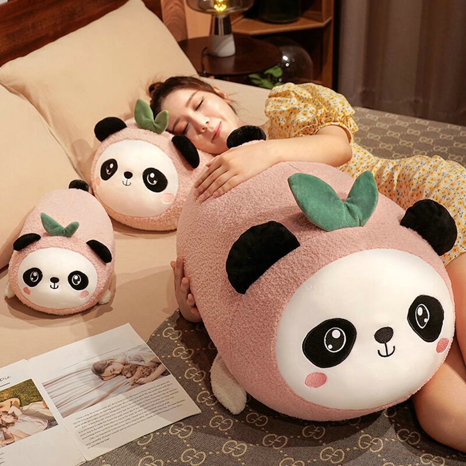 Riguas Cartoon Panda Plush Pillow Soft Stuffed Animal Doll Huggable ...