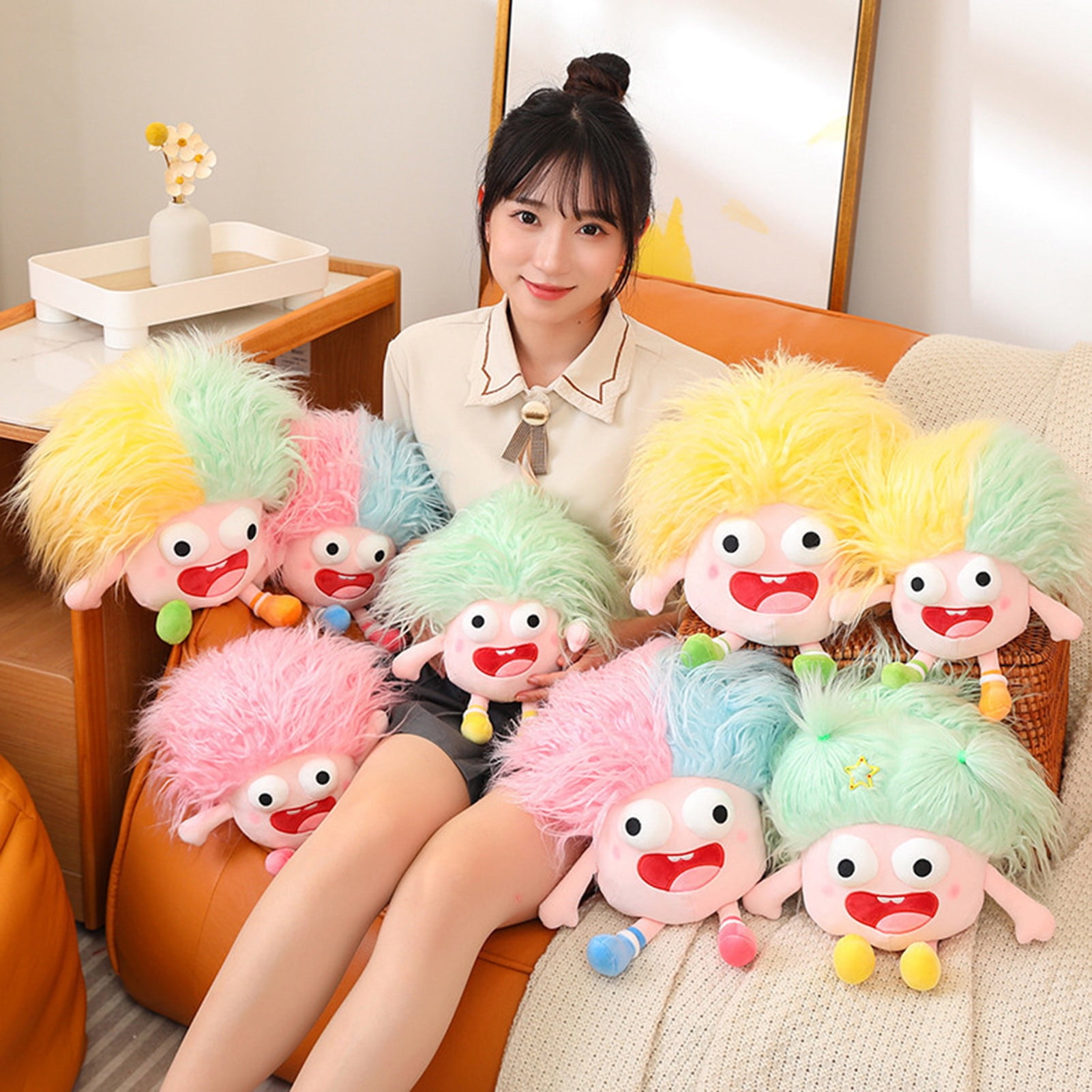 Riguas Cartoon Plush Doll Toy Funny Cute Colorful Hair Deciduous Teeth ...