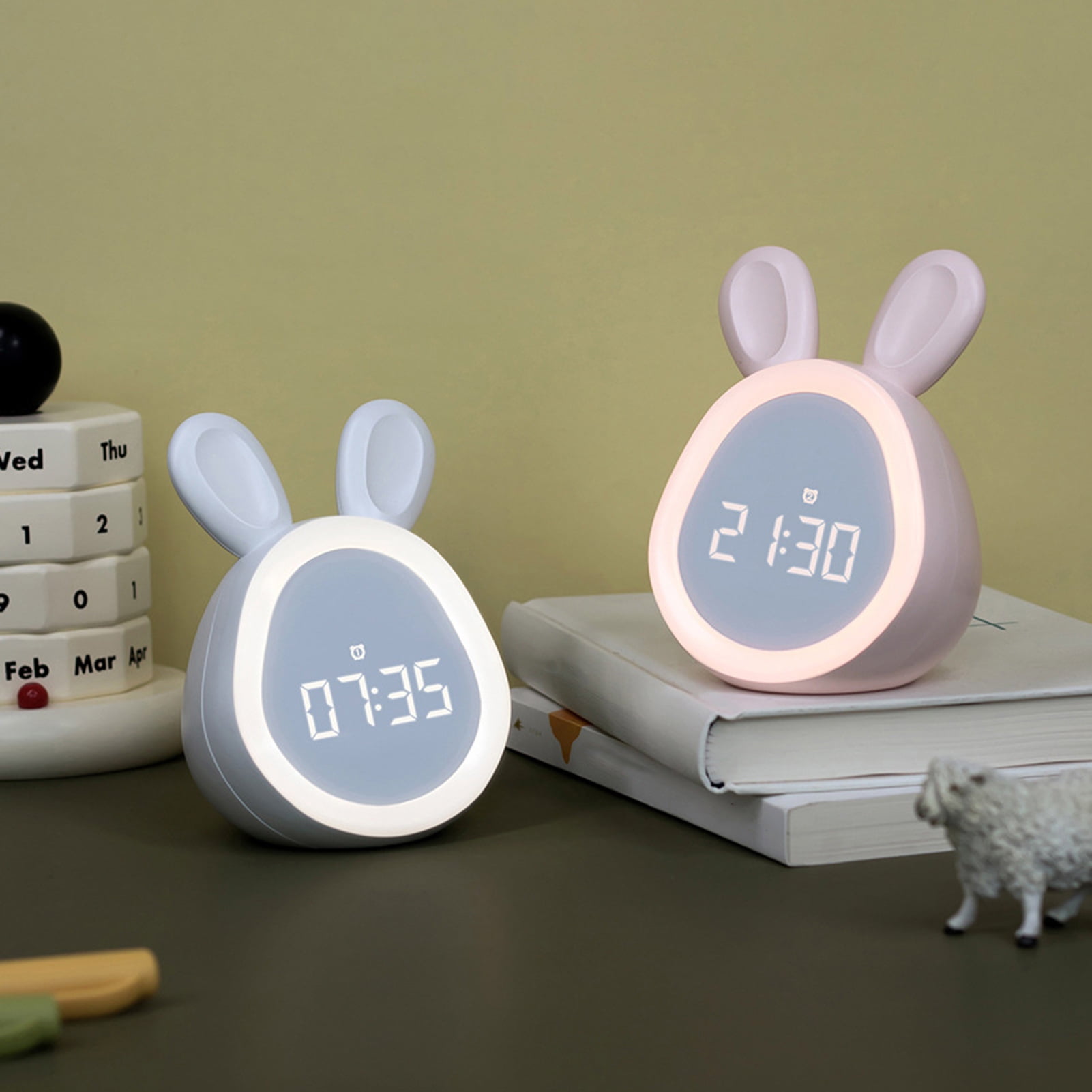 Riguas Cartoon Rabbit Alarm Clock Volume Brightness Adjustable ...