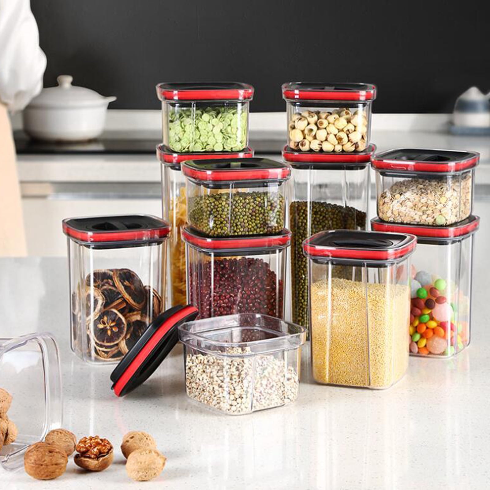 Riguas Cereal Storage Box Large Capacity Transparent Airtight Food ...