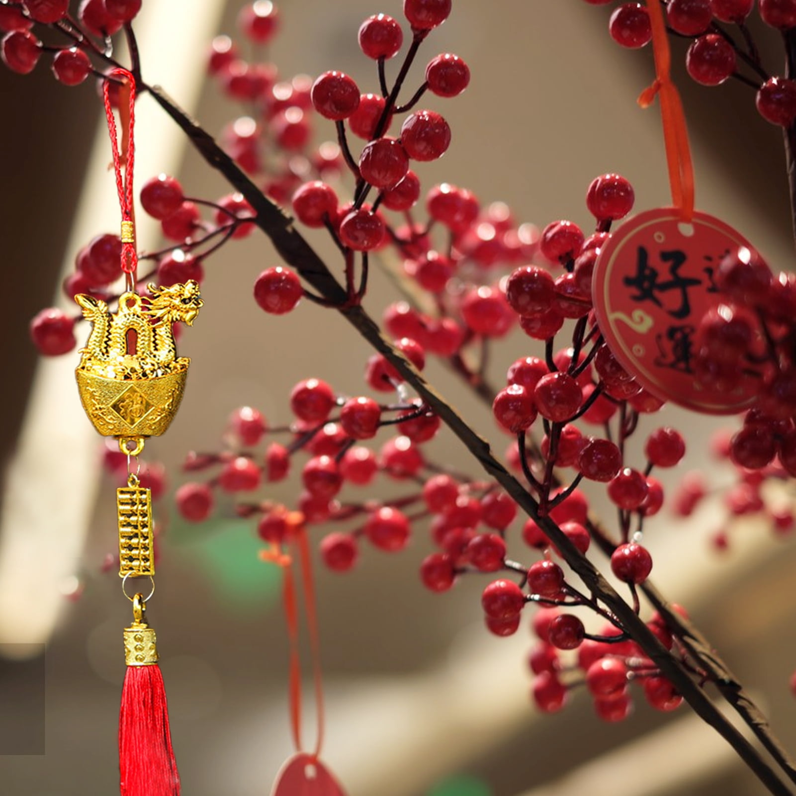 Riguas Chinese Golden Dragon Hanging Decoration with Red Tassels 2024 ...