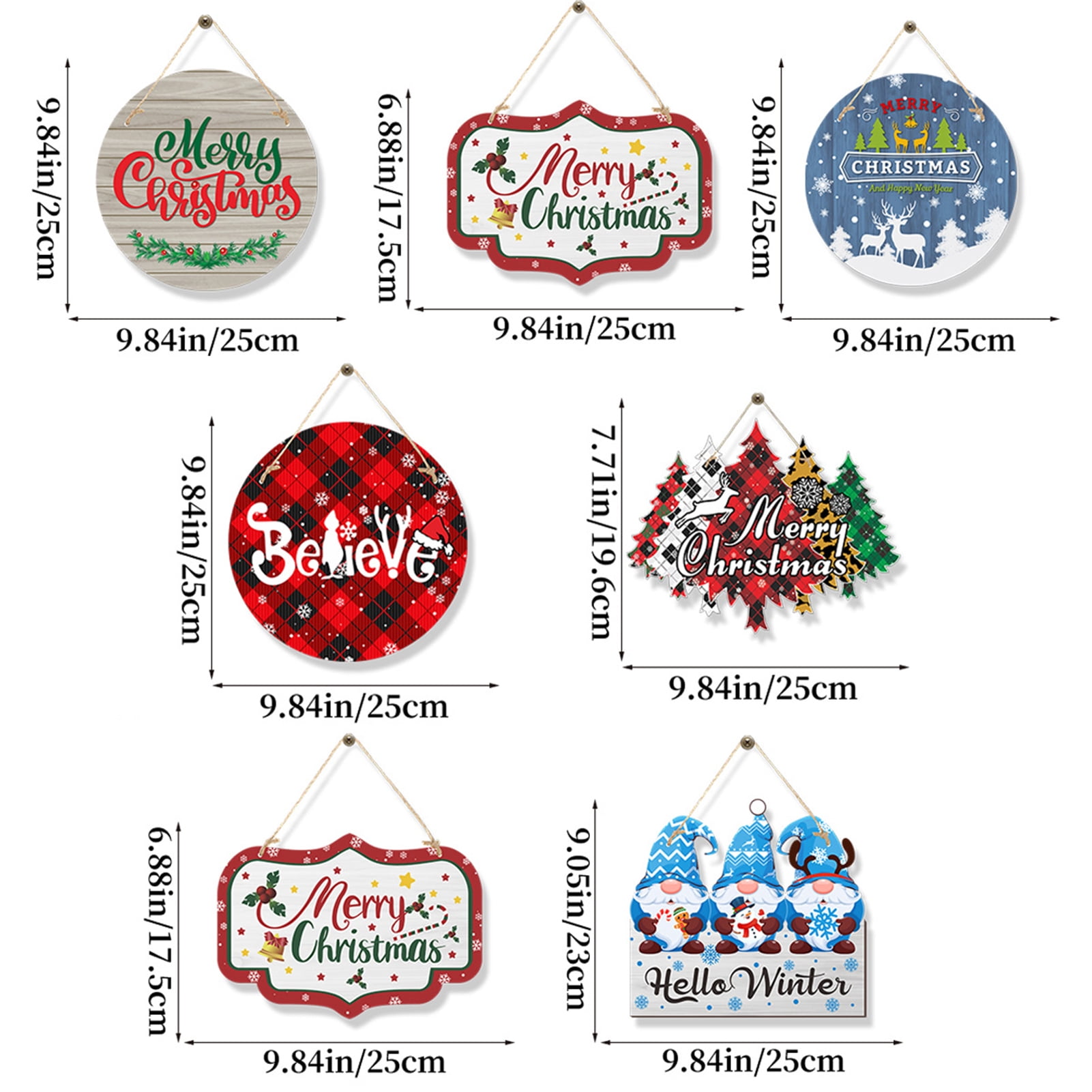 Riguas Christmas Paper Door Sign Gnome Tree Elk Pattern Indoor Outdoor ...