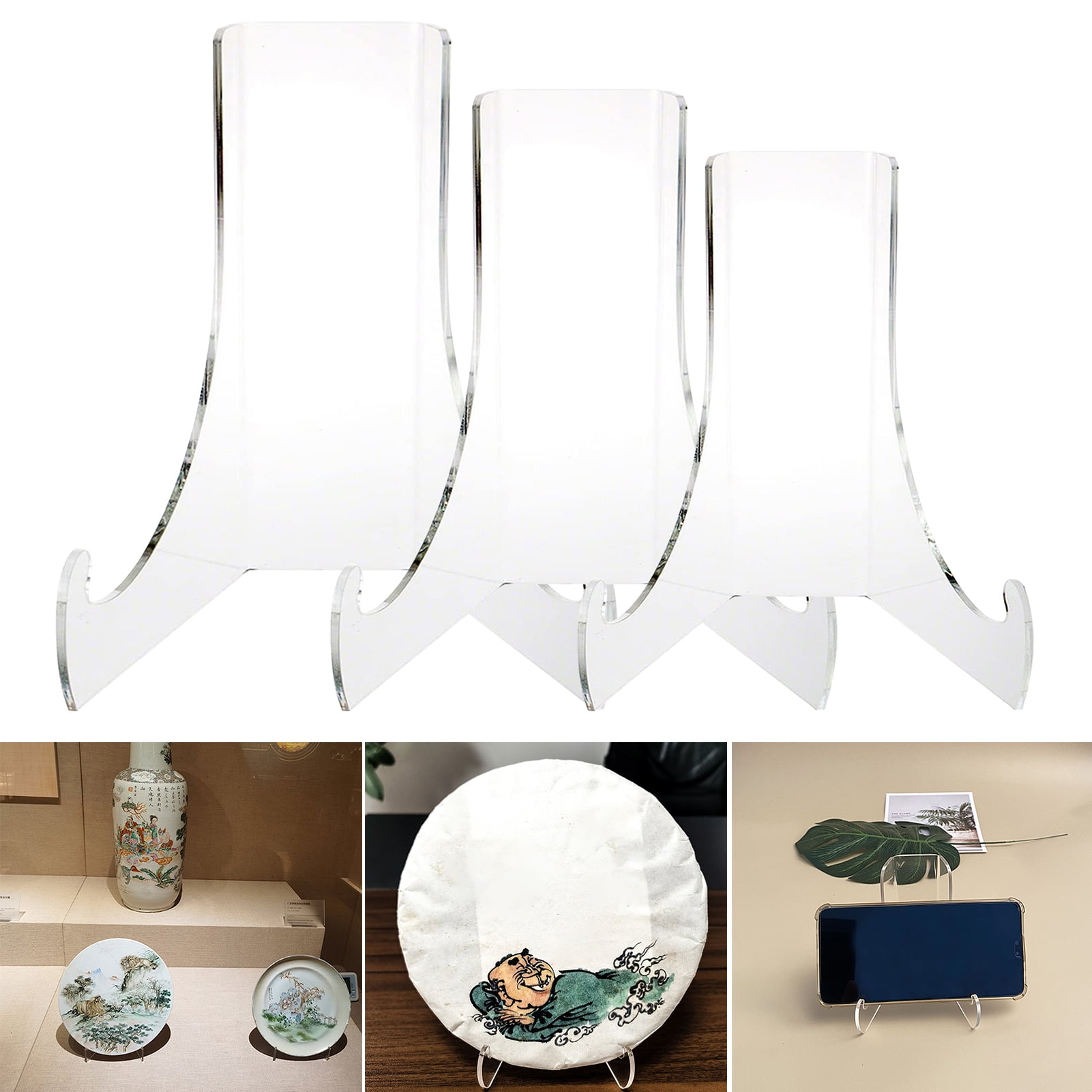 Riguas Clear Acrylic Plate Stand Stable Countertop Multi-functional Tea ...