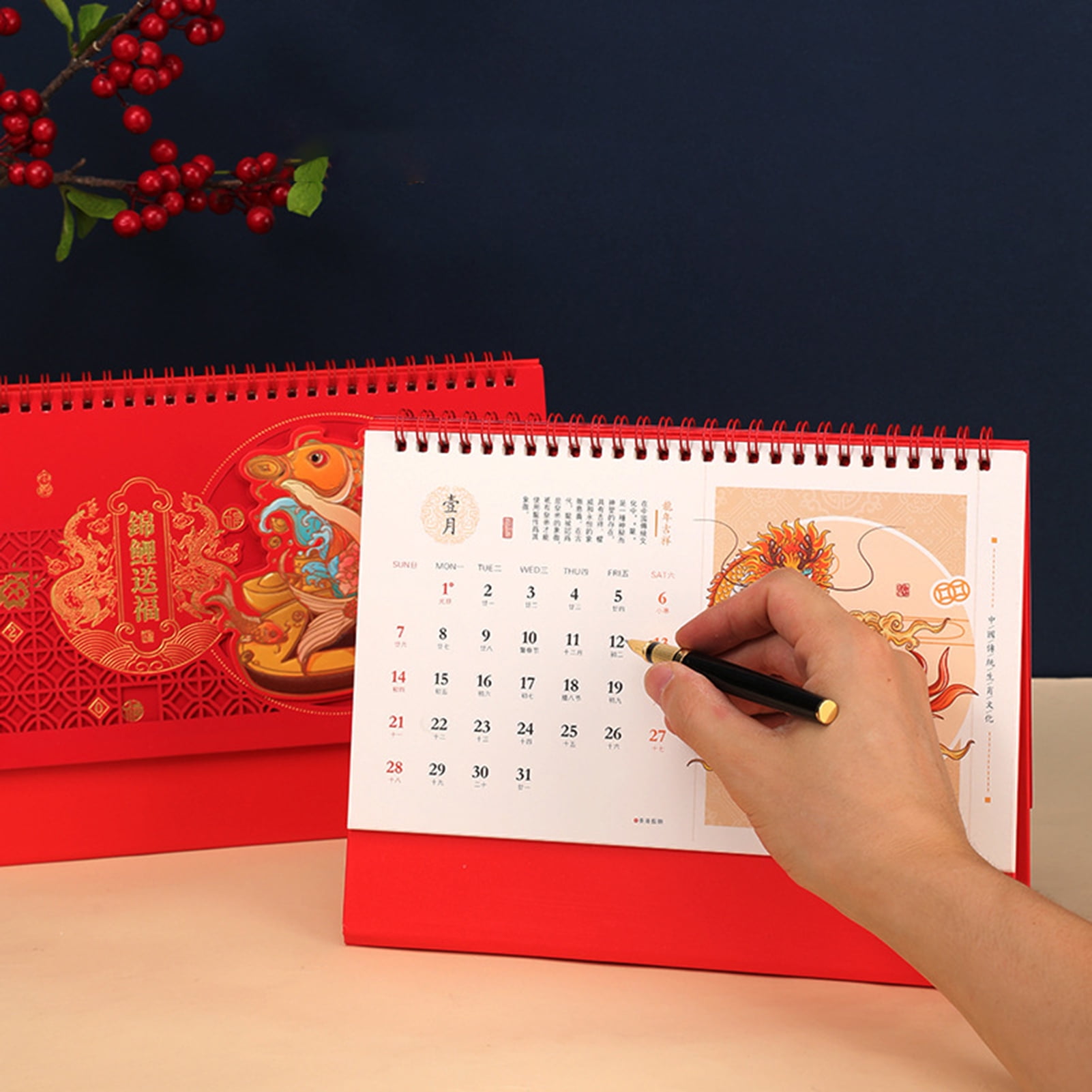 Riguas Desk Calendar Year of The Dragon Monthly Planner Coil Design ...