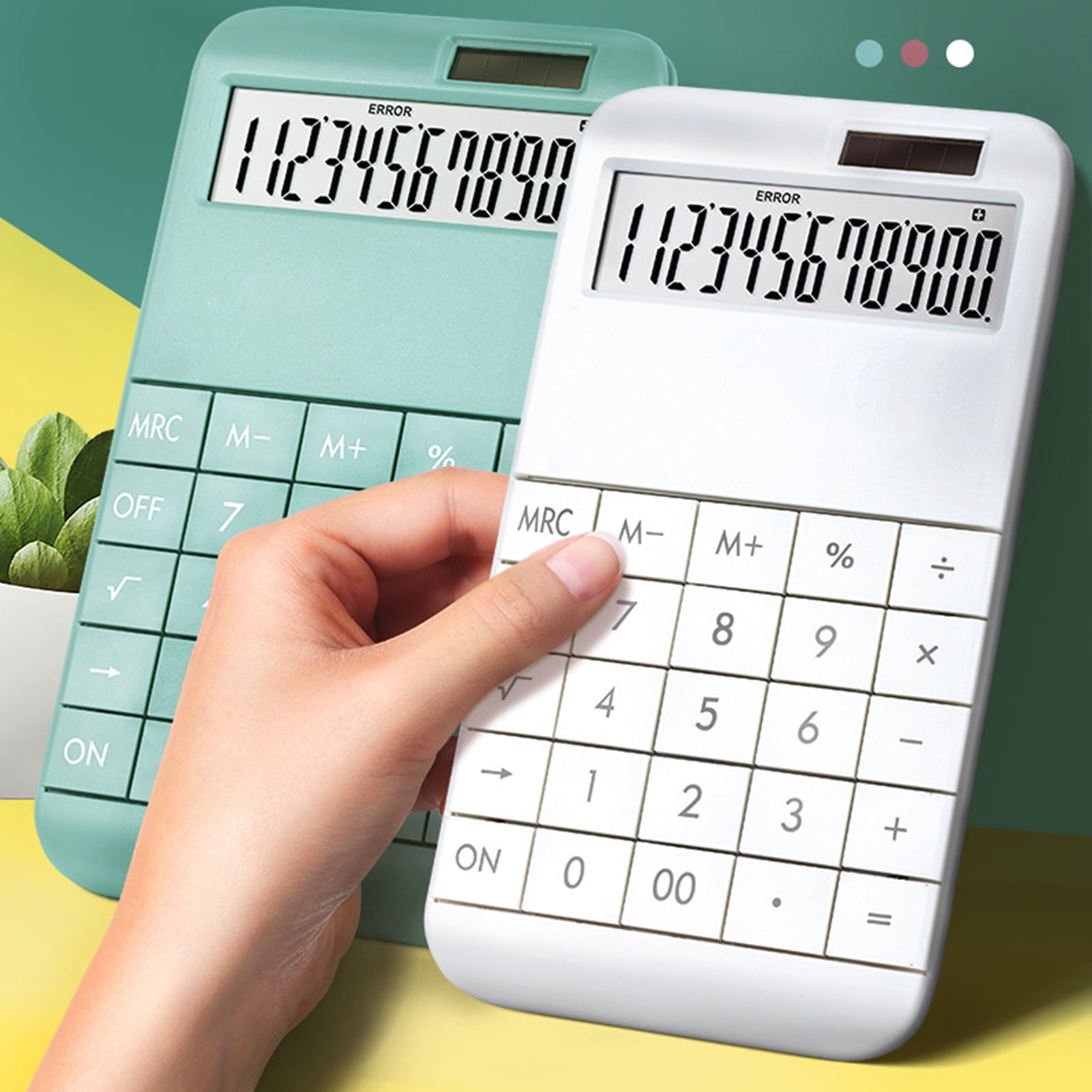 Riguas Desktop Calculator Solar Powered Battery Operated 12 Digits ...