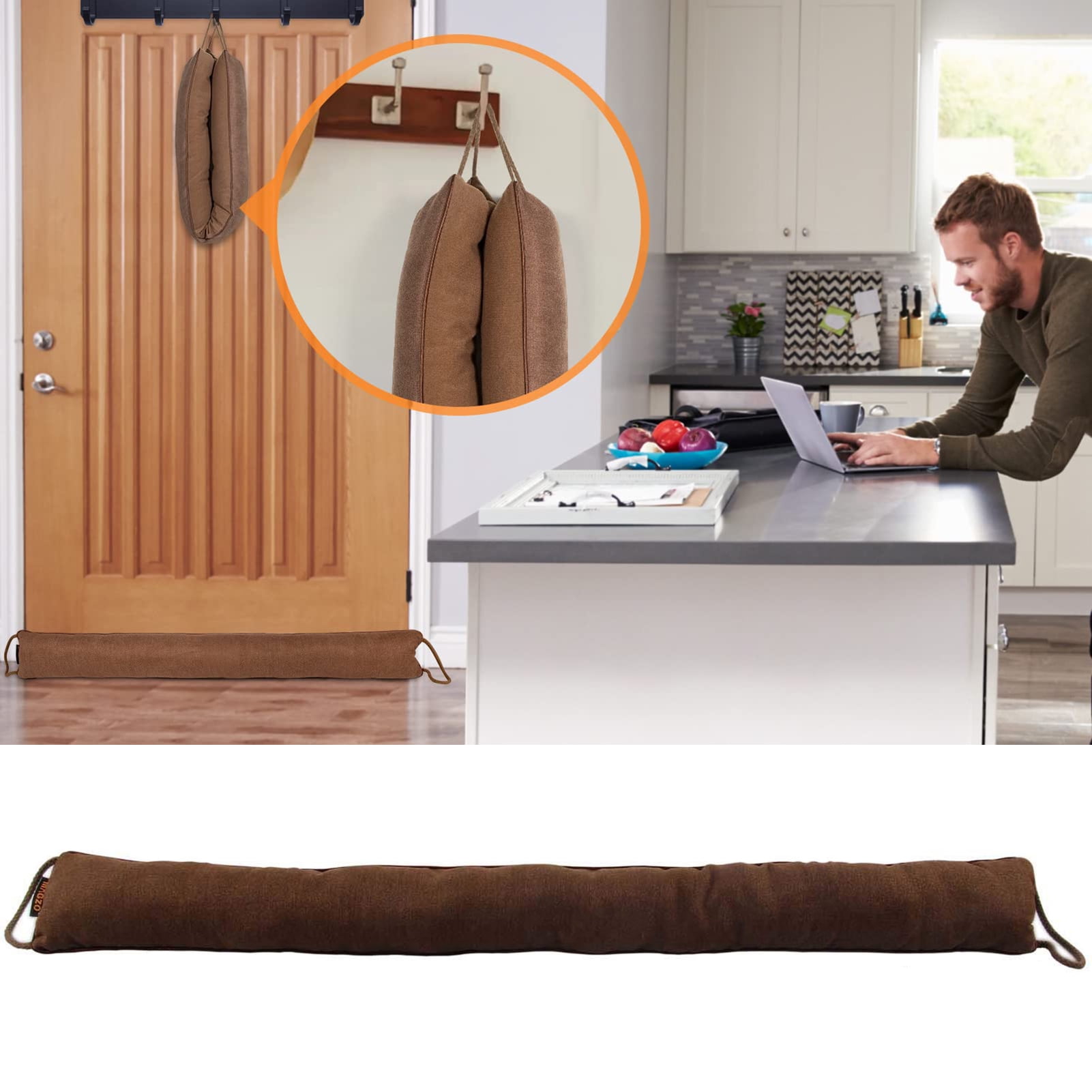 Riguas Door Air Stopper with Hanging Loop Heavy Duty Weighted Glass ...
