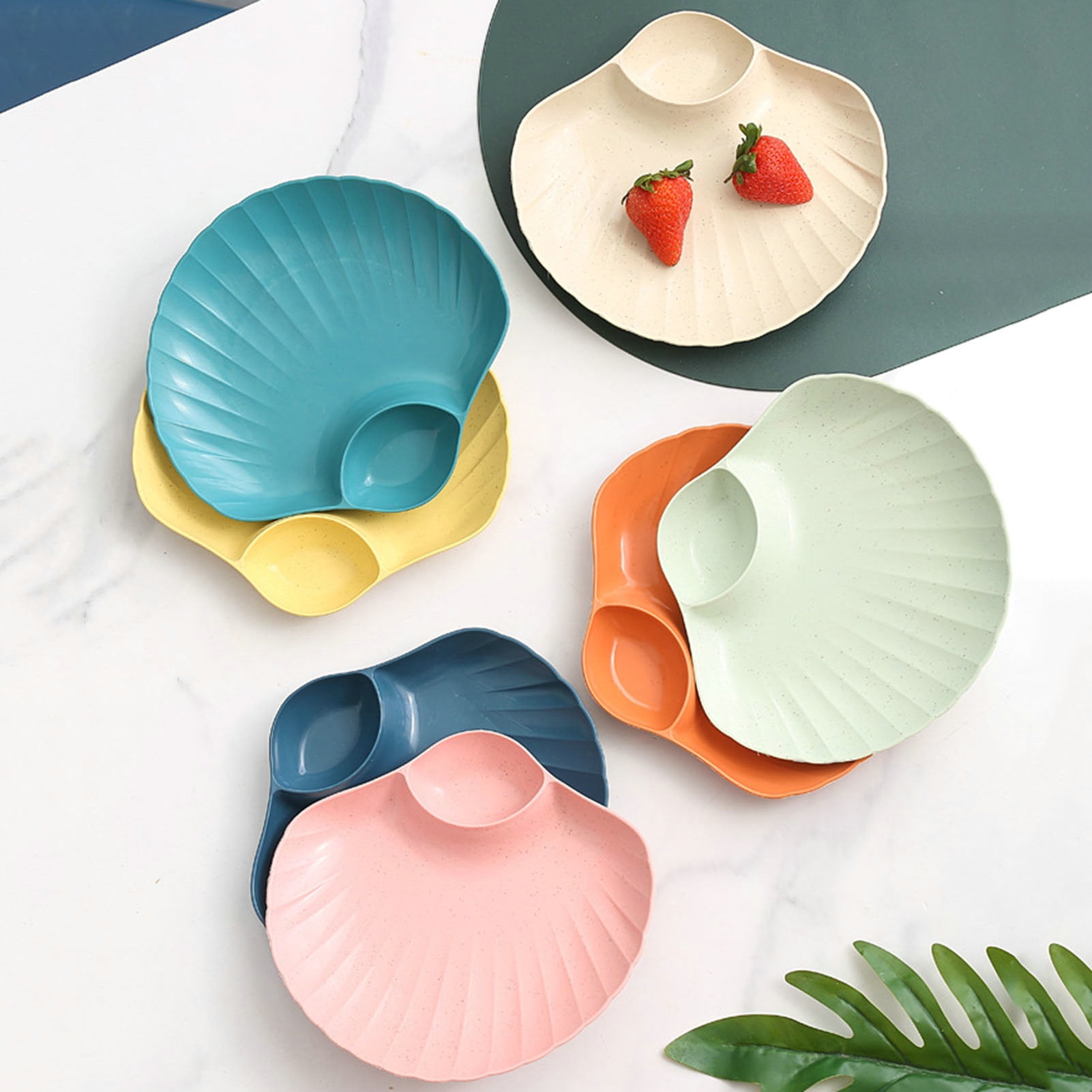 Riguas Dried Fruit Plate Anti-drop Shell Shape Stackable Unbreakable ...