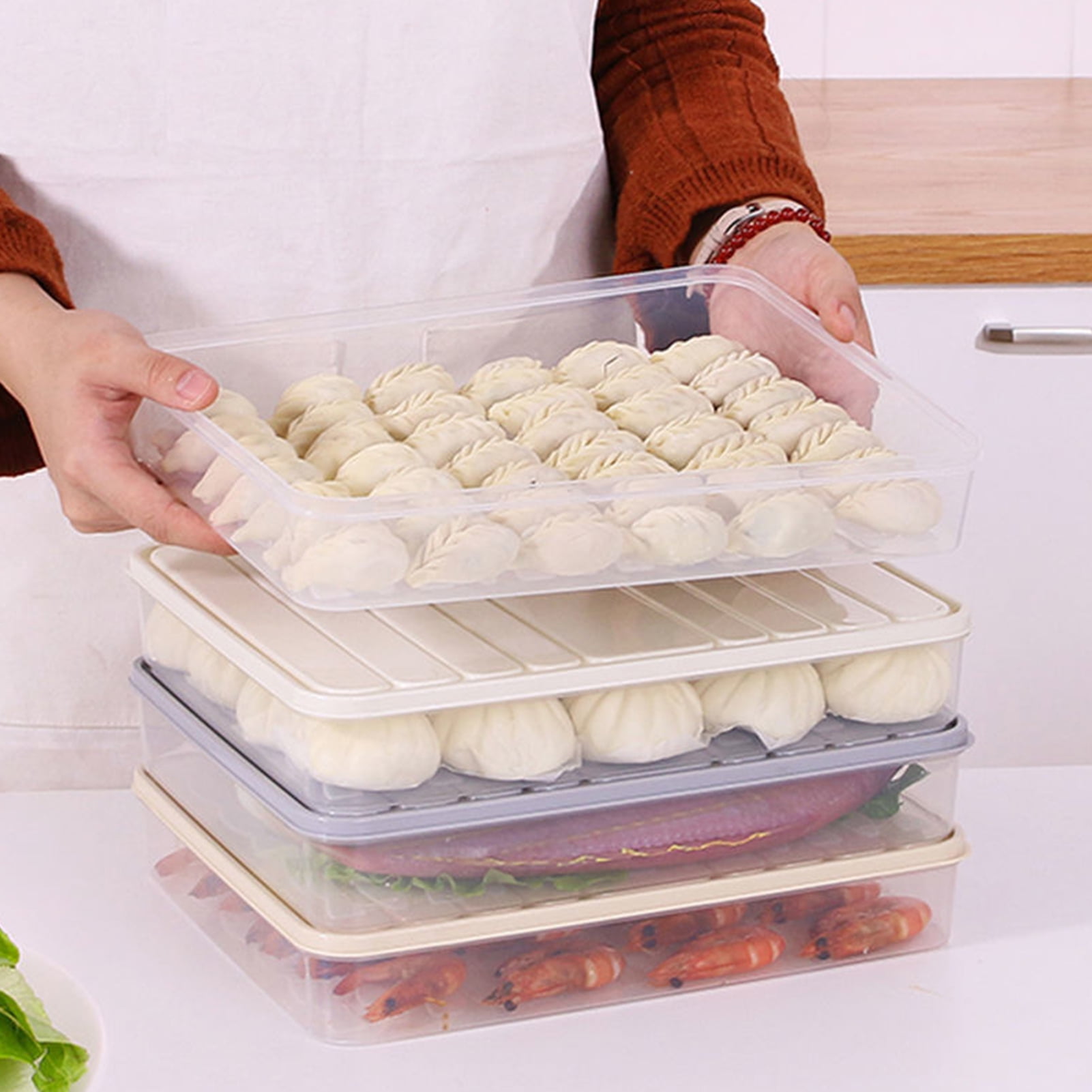 Riguas Dumpling Storage Box Large Capacity Refrigerator Organizer ...