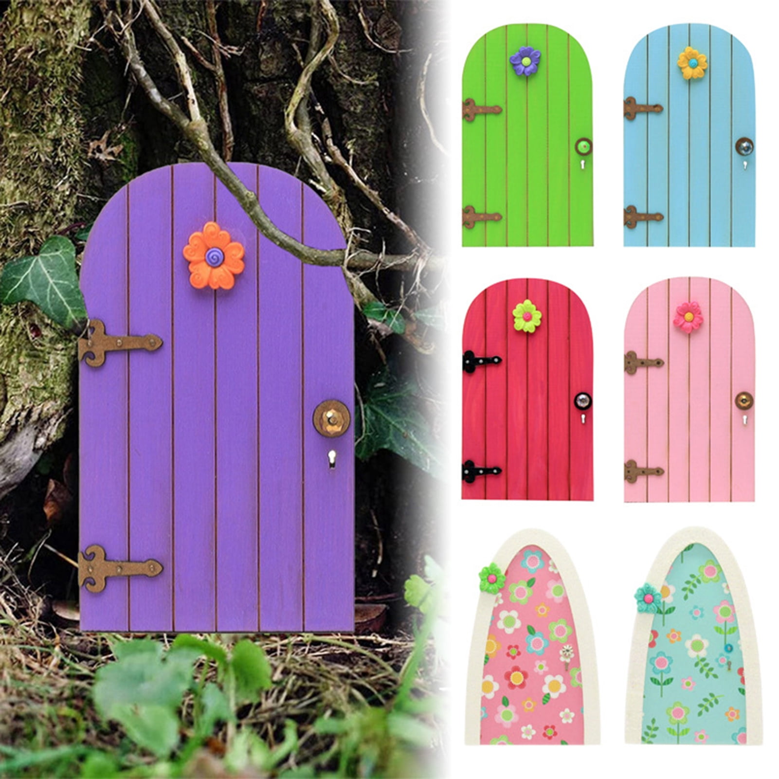 Riguas Fairy Door Realistic Clear Color Wooden Garden Fairy Gnome Elf ...