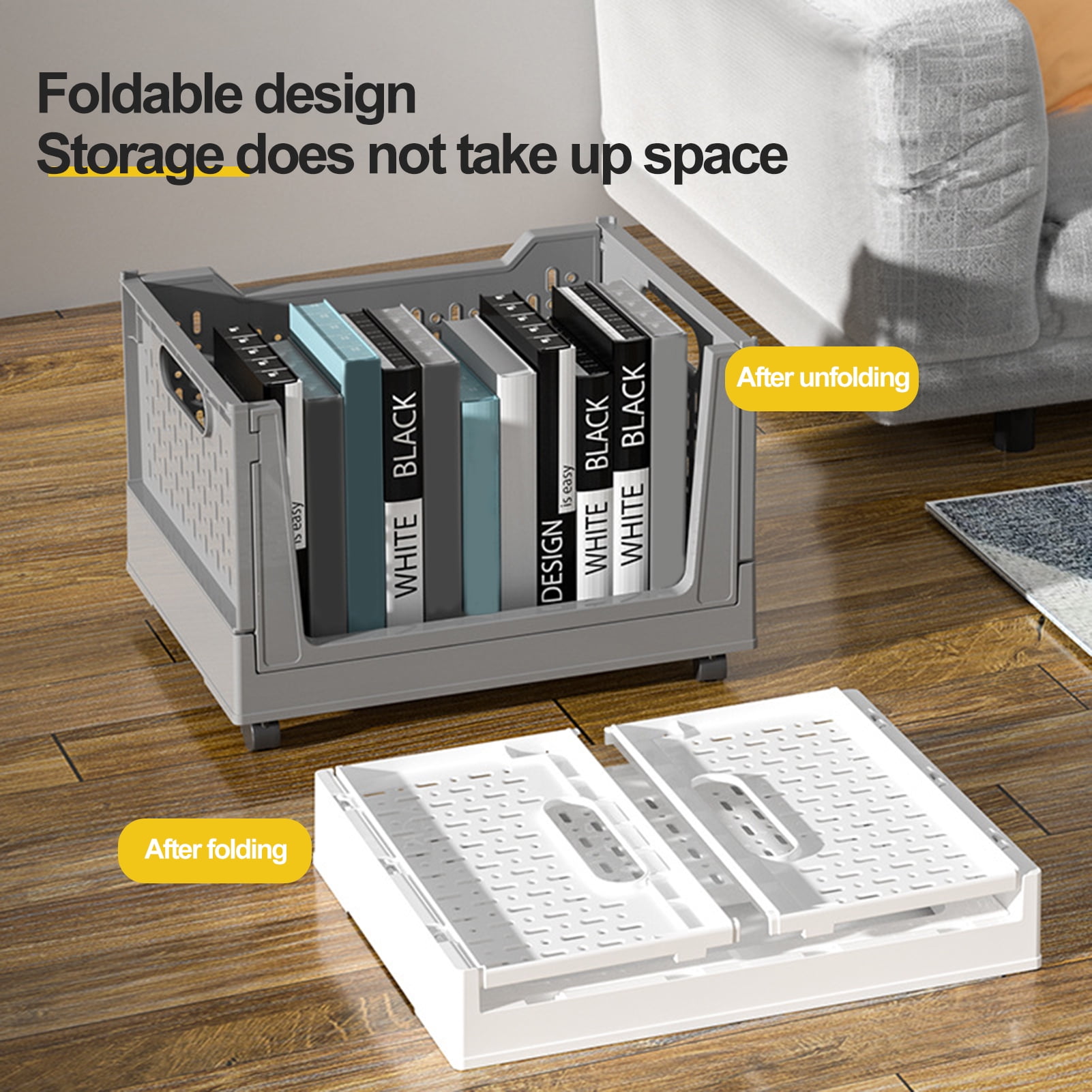 Riguas Foldable Storage Box with Wheels Easy to Move Strong Load ...