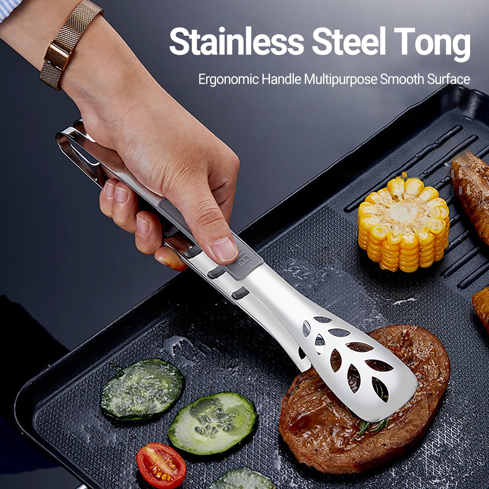 Riguas Food Tong Ergonomic Handle Multipurpose Smooth Surface Kitchen ...