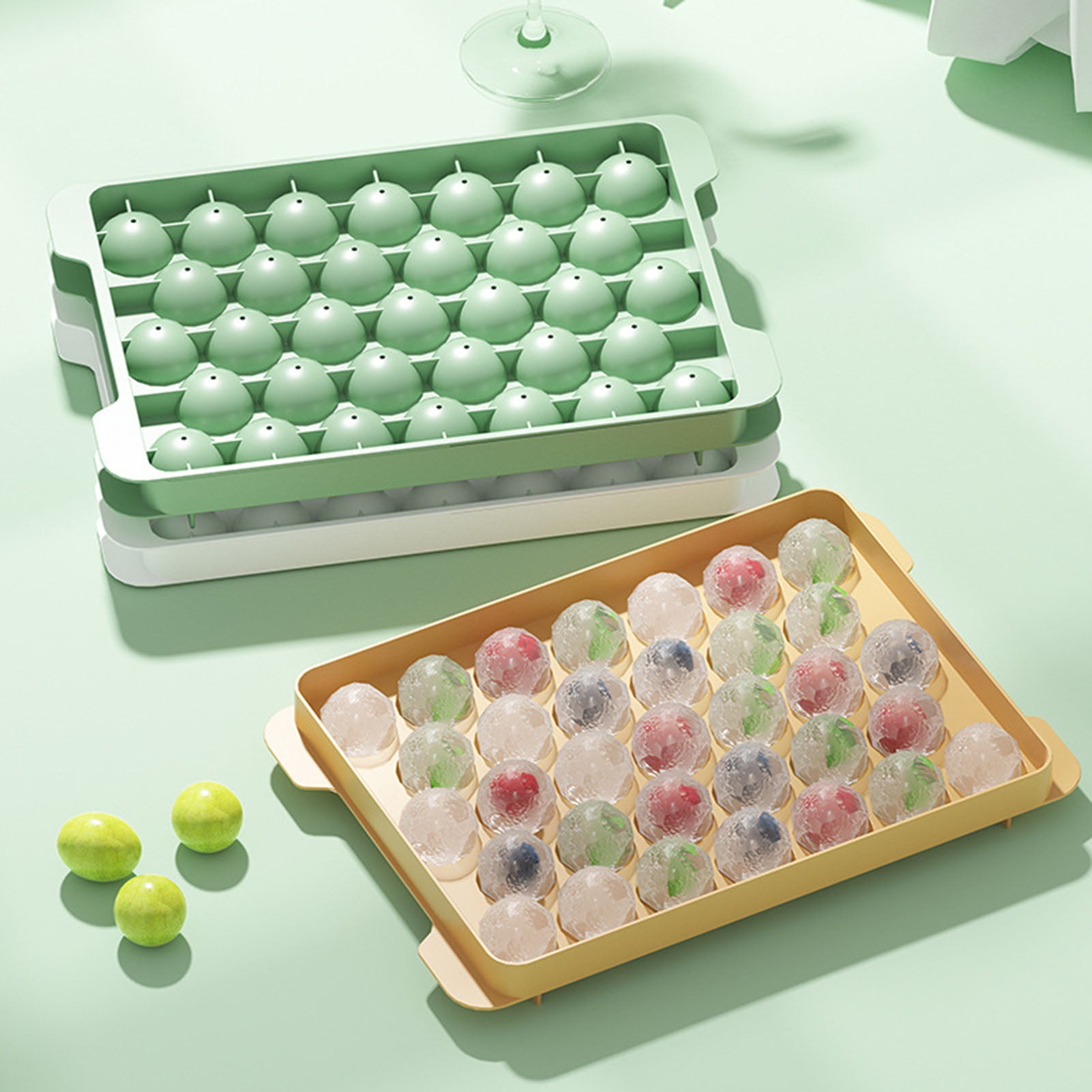 Riguas Ice Cube Mold Compartment Large Capacity PP Multi-grid Lidded ...