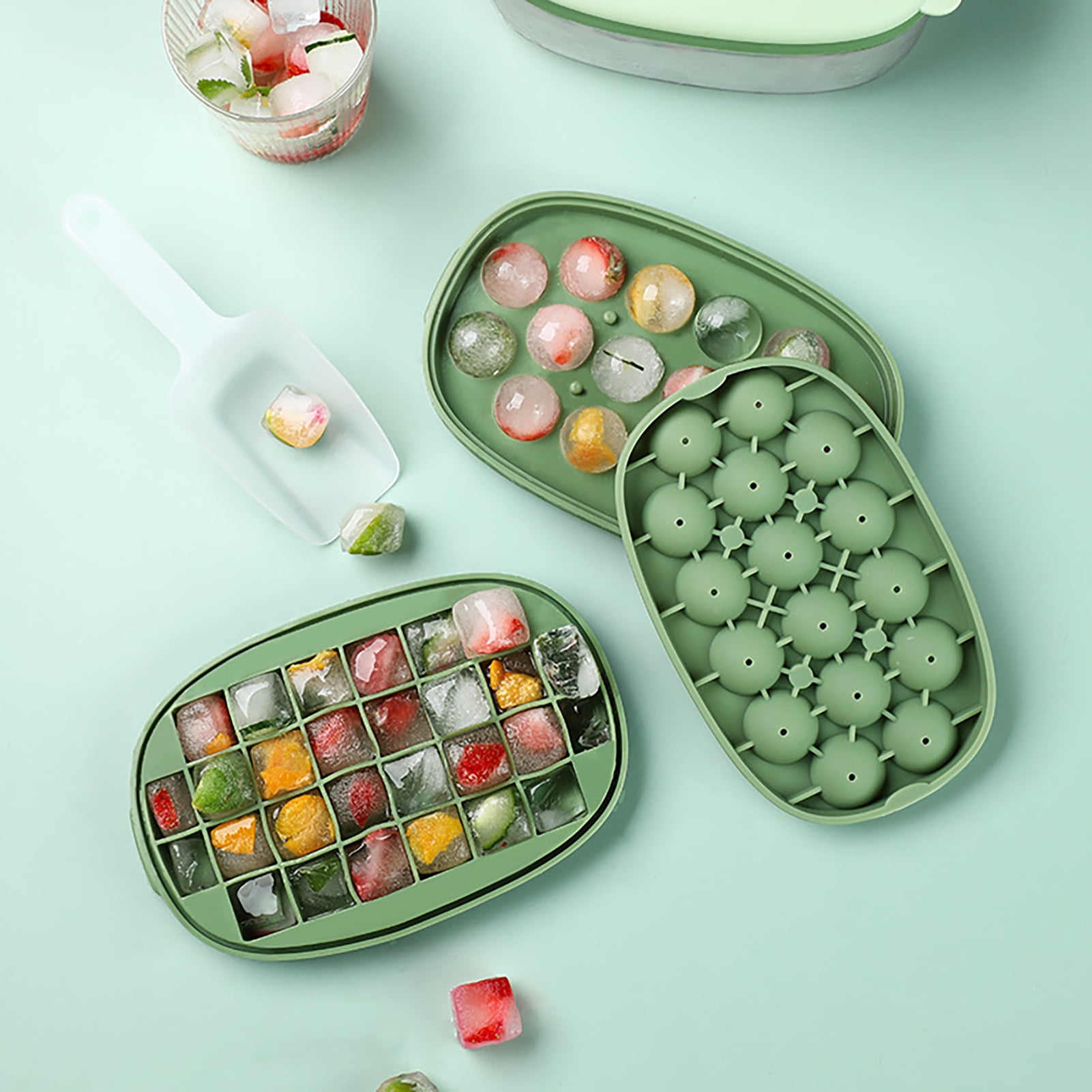 Riguas Ice Cube Tray Food Grade Large Capacity Silicone Crocodile Lid ...