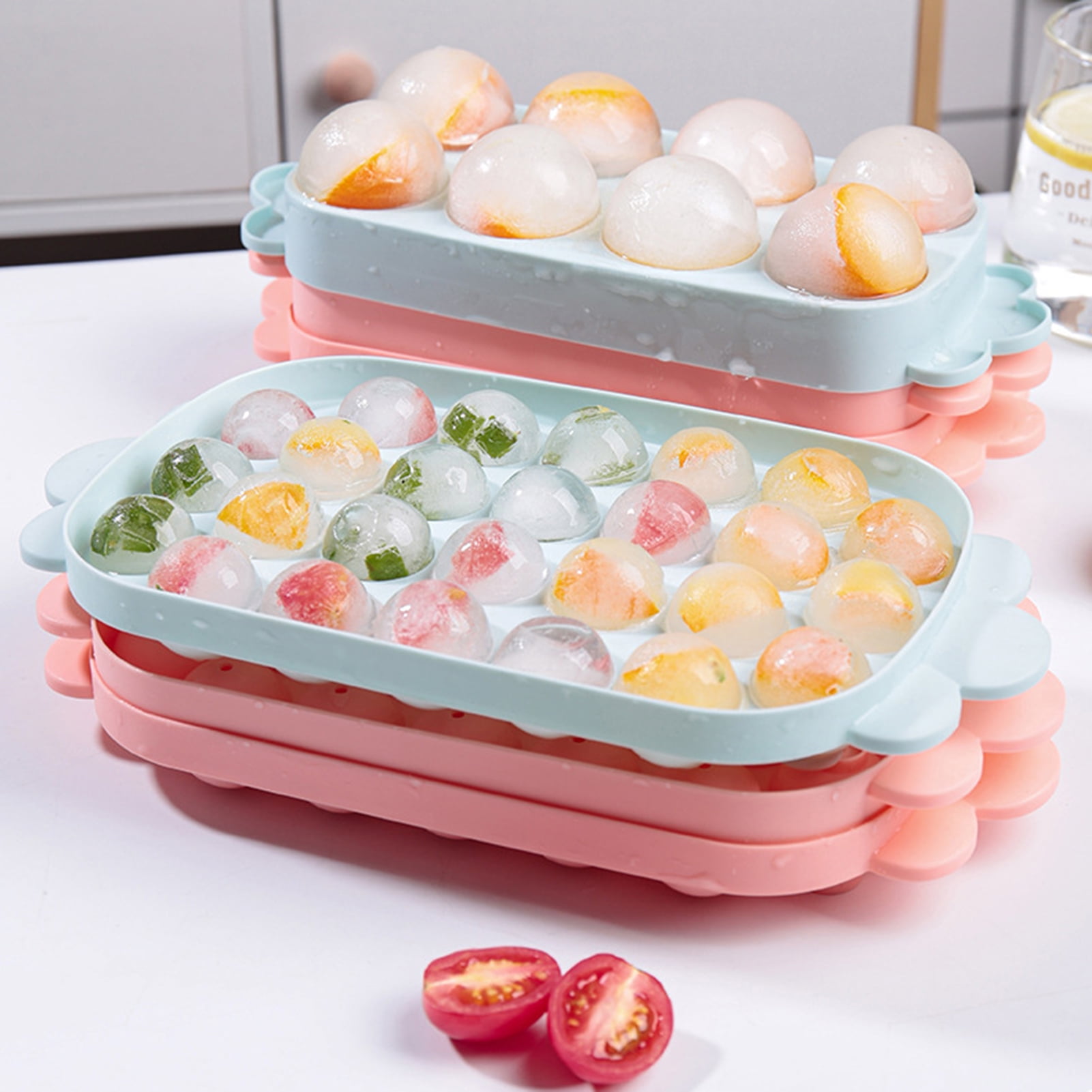 Riguas Ice Cube Tray Food Grade Vibrant Color PP Ice Ball Tray Whiskey ...