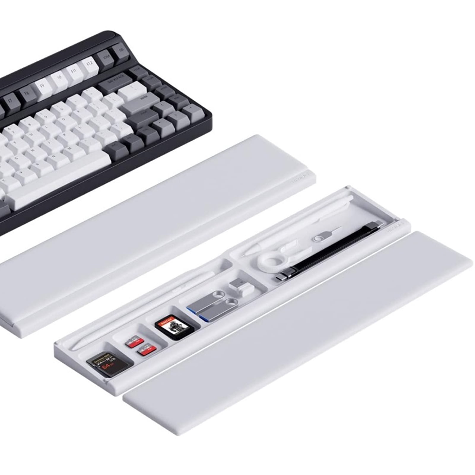 Riguas Keyboard Wrist Rest Holder with Multi-compartments Storage Box ...