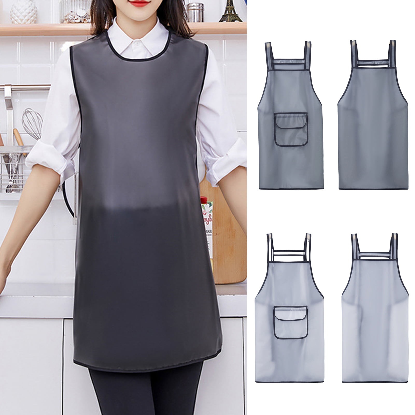 Riguas Kitchen Apron Widened Straps Big Pocket Sleeveless Lace Up ...
