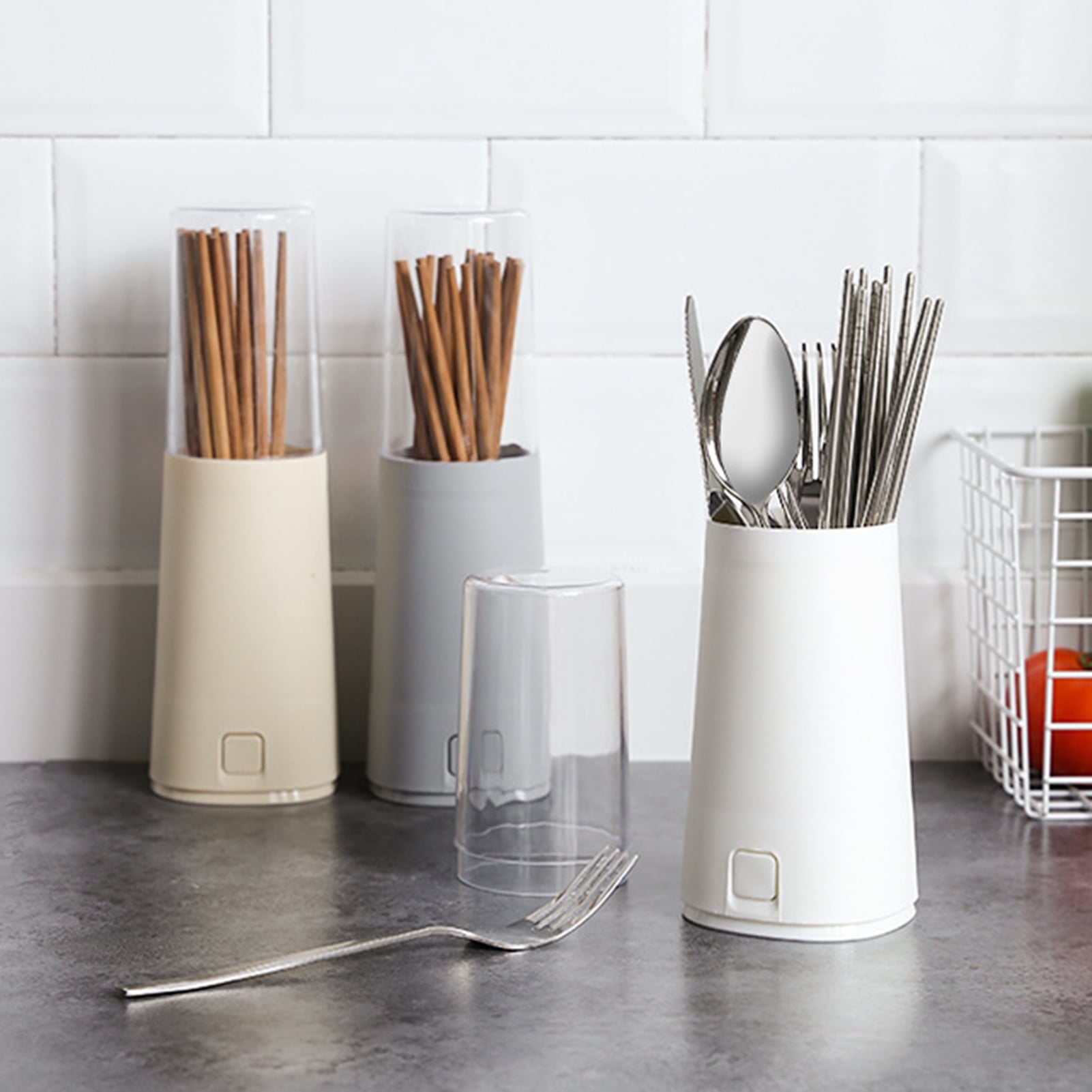 Riguas Kitchen Cutlery Chopstick Storage Box with Lid Large Capacity ...