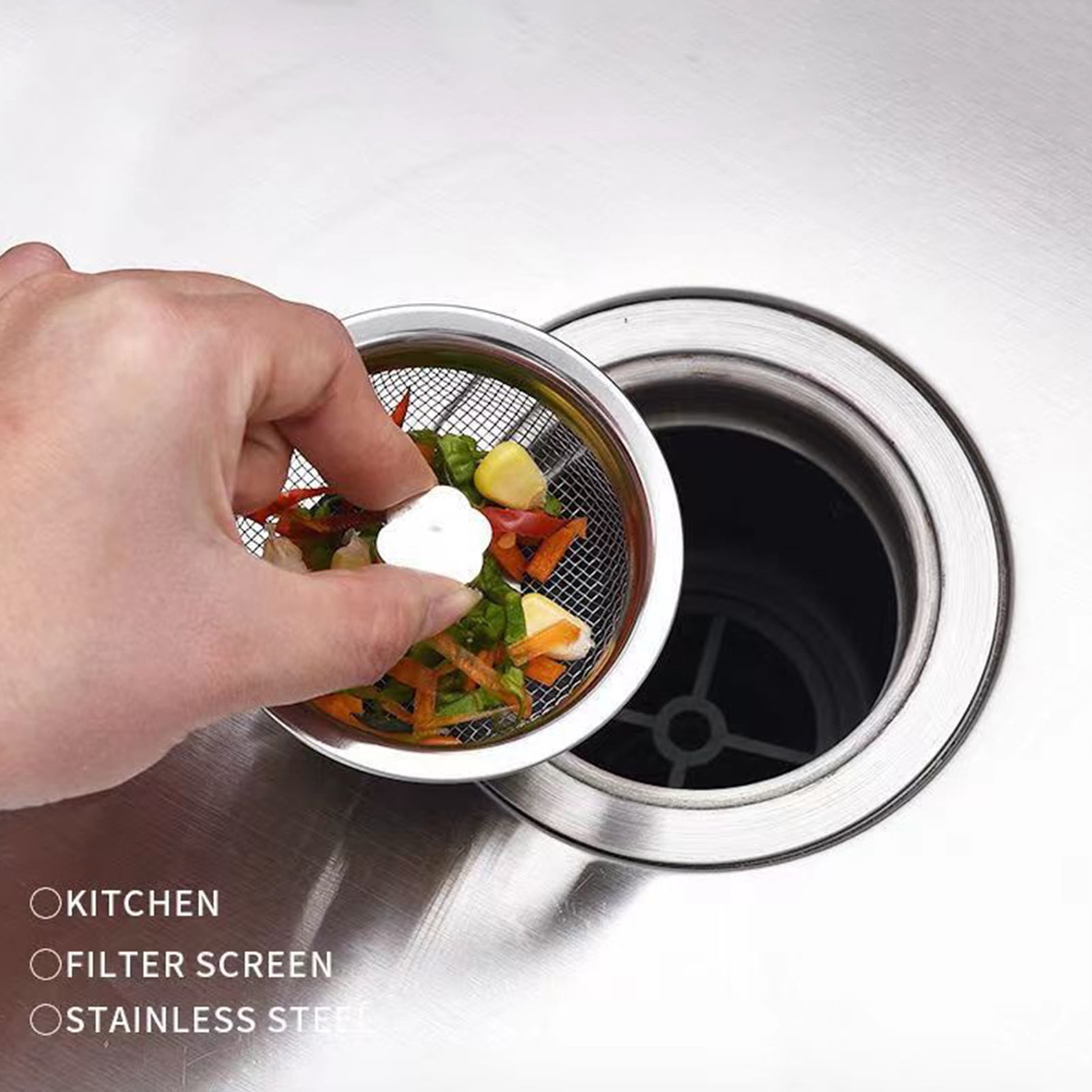 Riguas Kitchen Sink Filter Rustproof High-density Stainless Steel Mesh ...