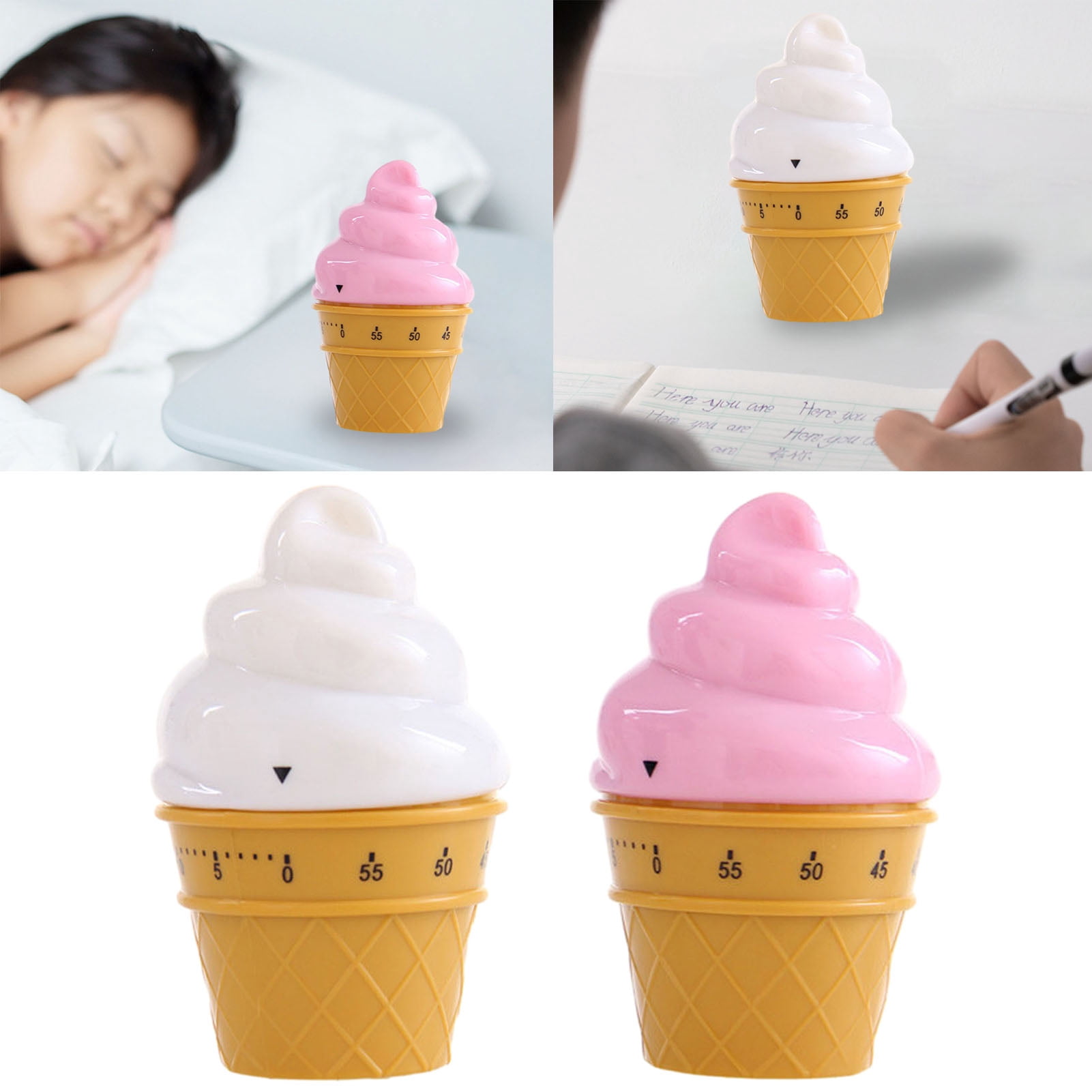 Riguas Kitchen Timer Ice Cream Shape Clear Scale Timer 60 Minutes ...