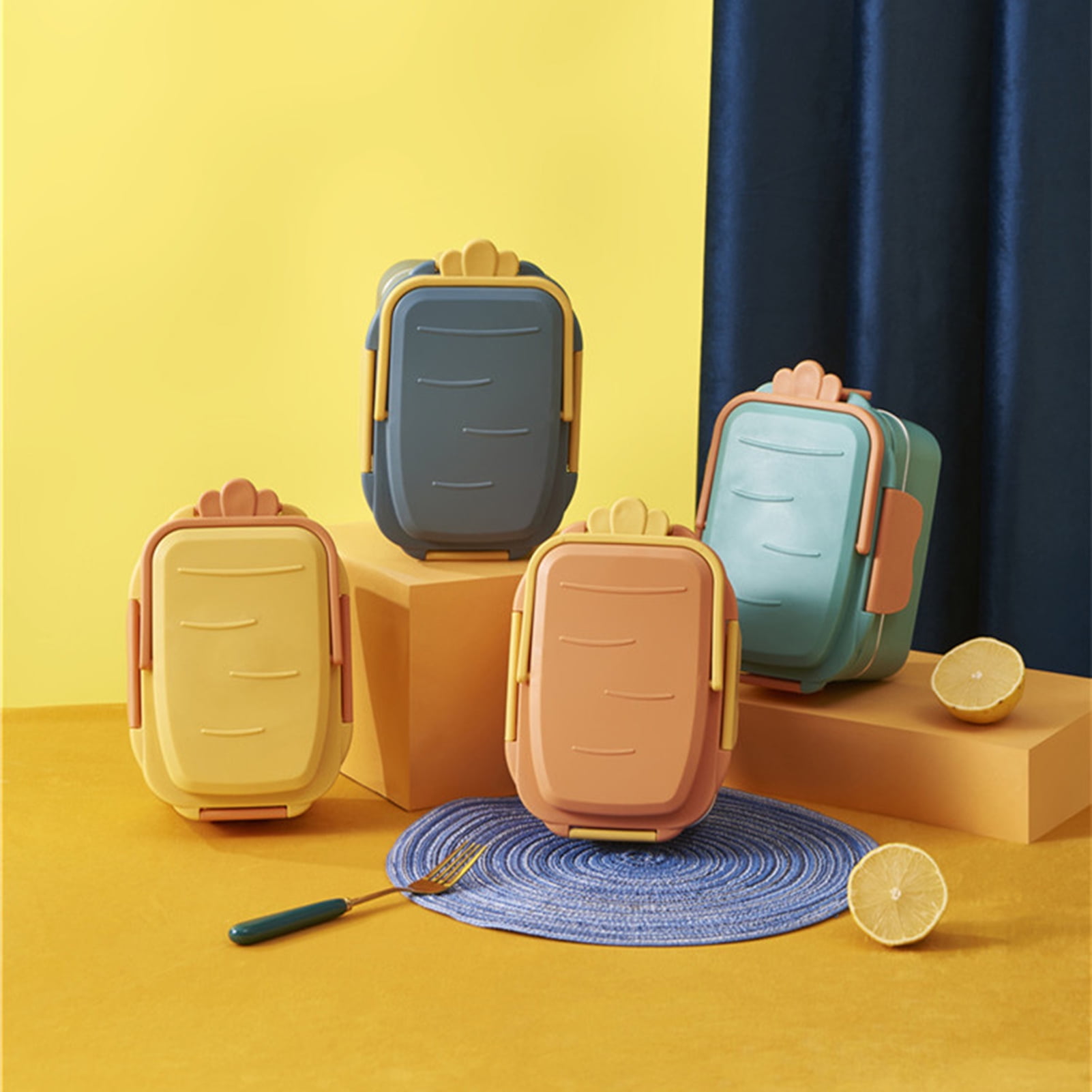 Riguas Lunch Container Non-stick Double Layer Lightweight Cute Carrot ...